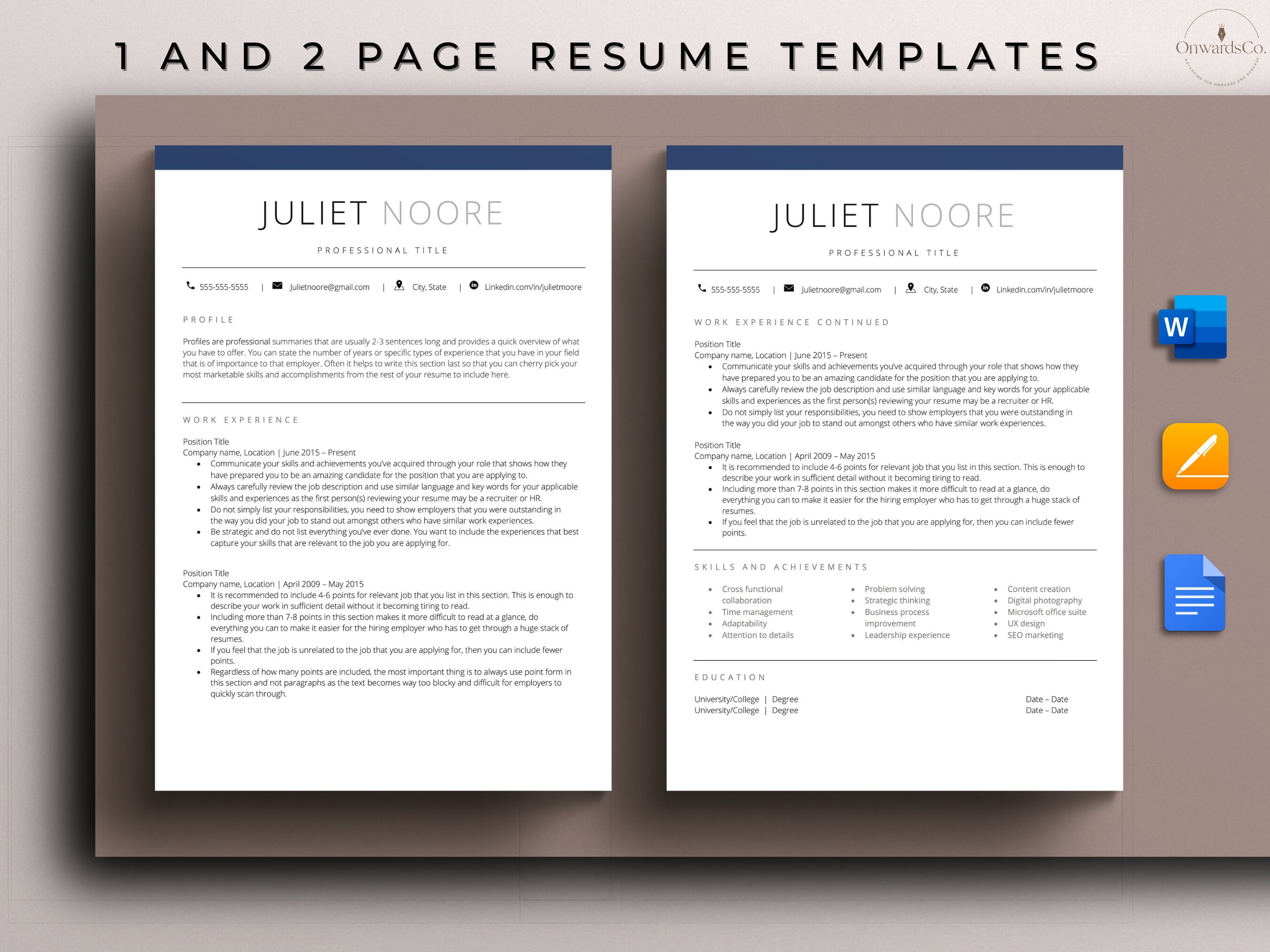 Executive Resume Template ATS Friendly Resume Google Docs Editable ...
