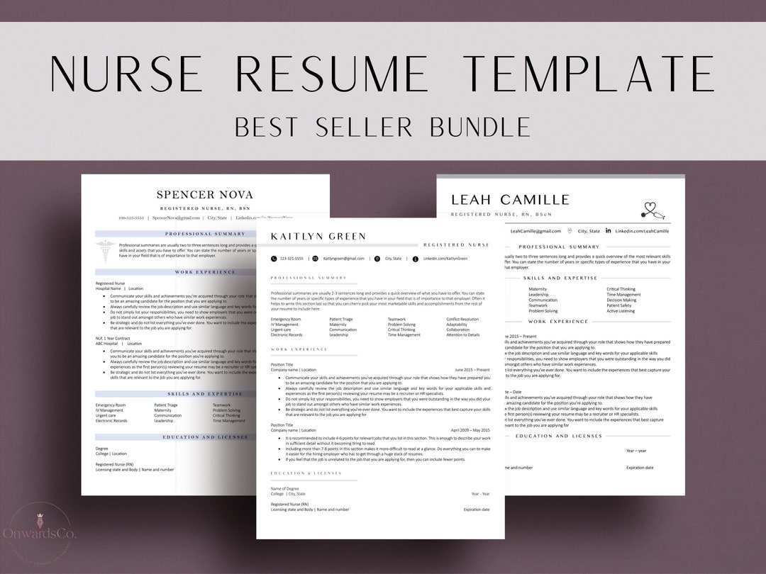 Nurse Resume Template Bundle ATS Friendly RN Resume Nurse Practitioner ...