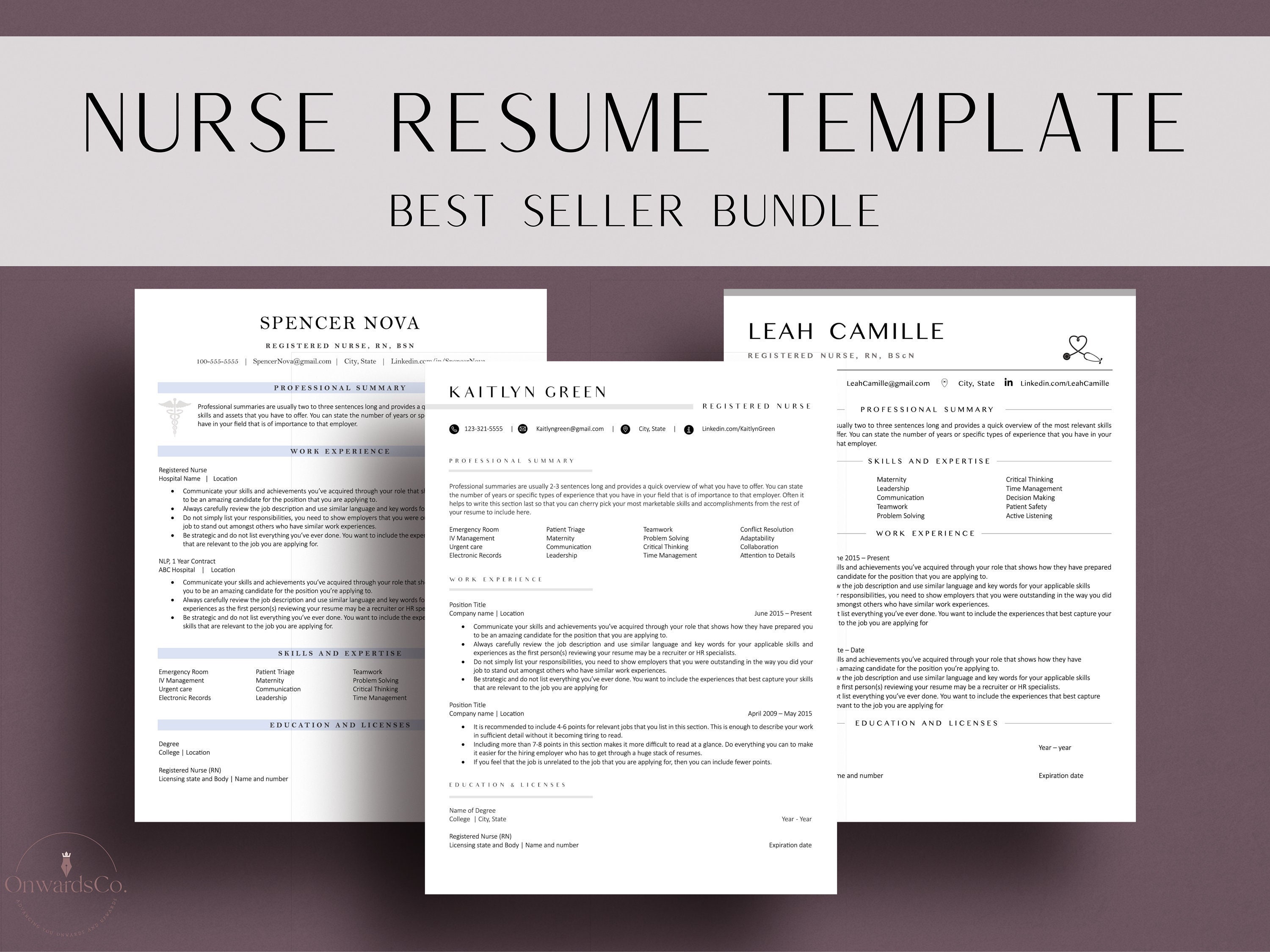 Nurse Resume Template Bundle ATS Friendly RN Resume Nurse Practitioner ...