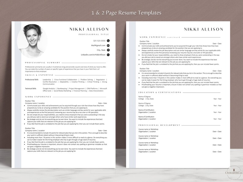 ATS Friendly Resume Template With Photo CV Template Word ...