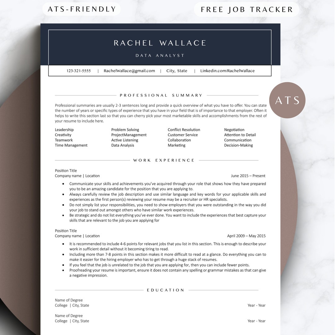 Data Analyst Resume Executive CV Template Data Science Resume Template ...