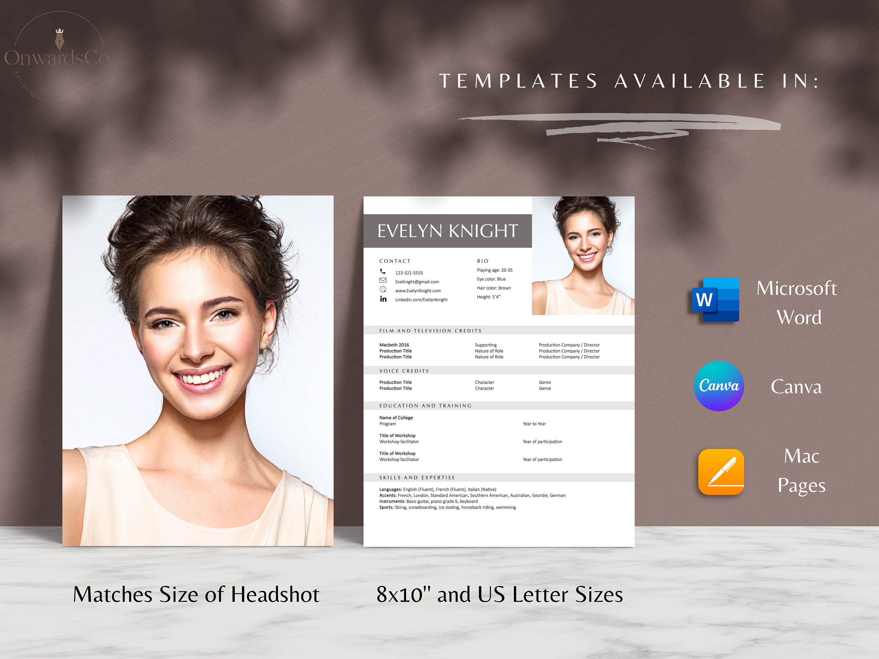 Resume for Actors Auditions CV Template MS Word Acting Same Size ...