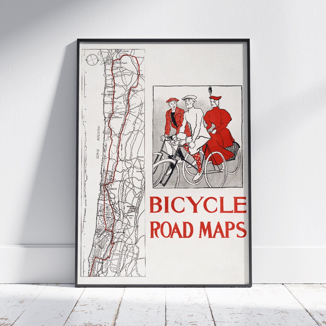 Bicycle Road Map, Vintage Poster, Digital Download - Etsy
