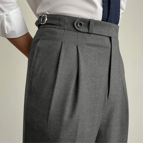 Signature Double-pleated Suit Pants Grey - Etsy Signature Double-pleated Suit Pants Grey - Etsy