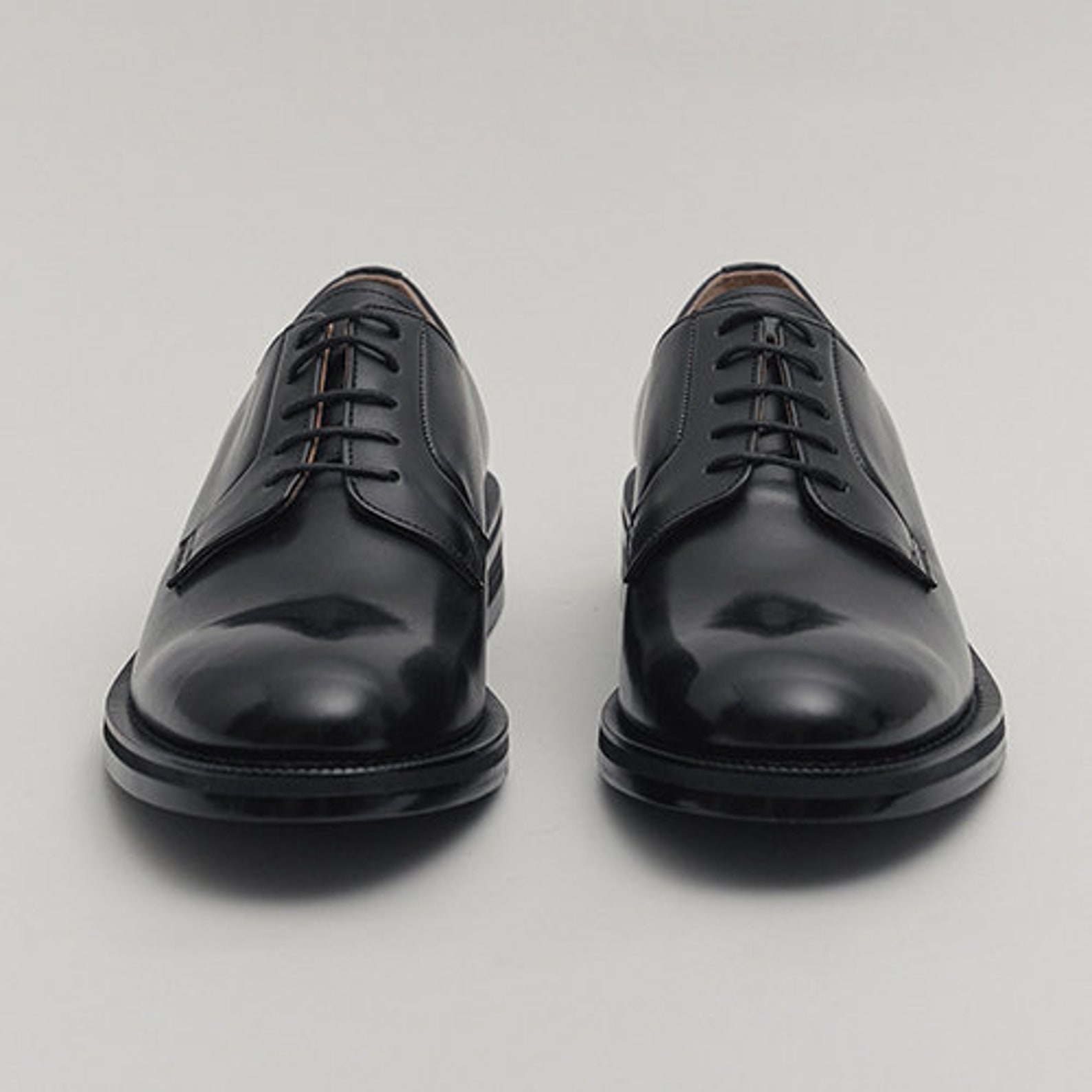 JOSEPHT Edward Black Leather Round Toe Derby Lace-ups Shoes Mens Oxford ...