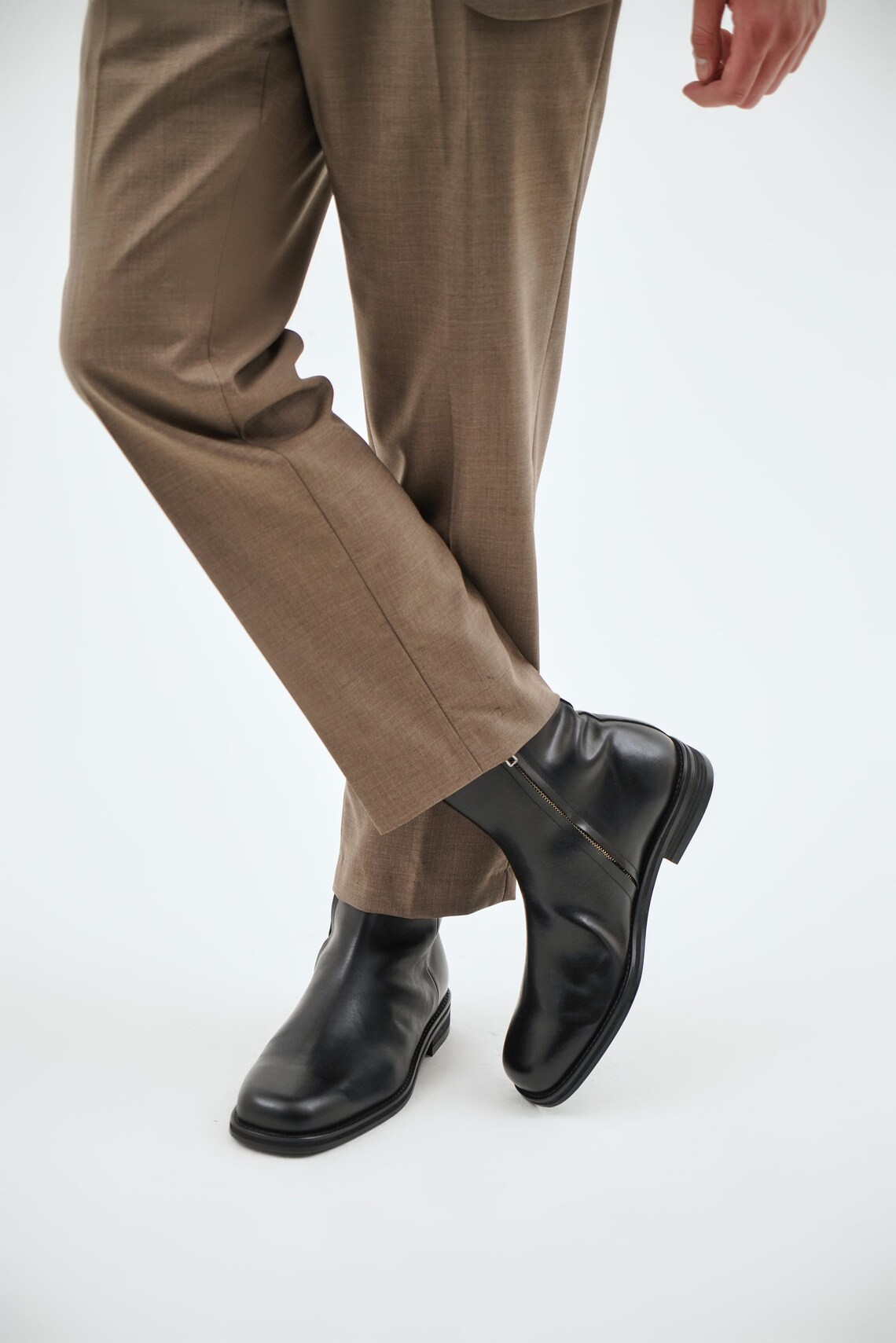 JOSEPHT Maro Black Leather Chelsea Boots Vibram Outsole Square Toe ...