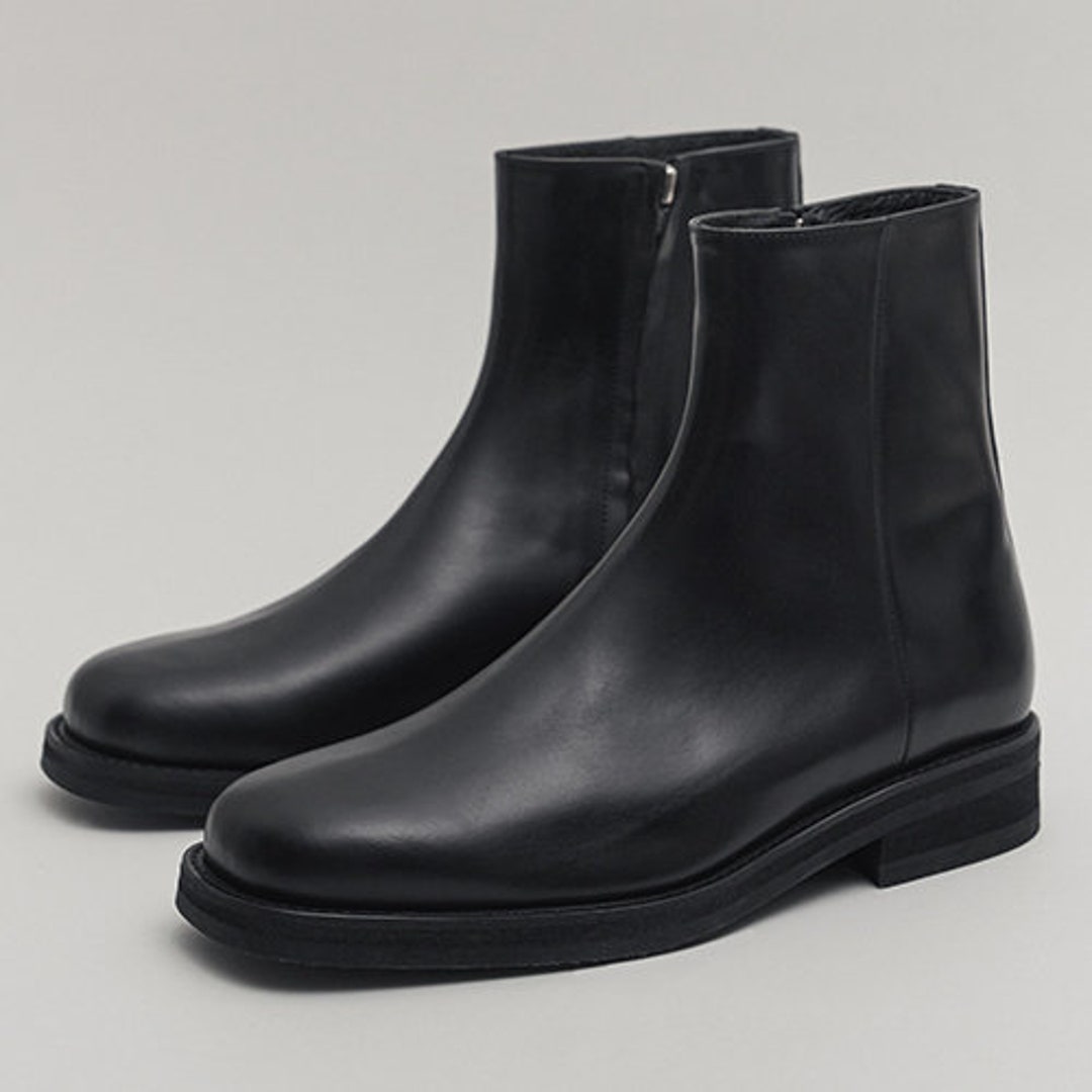 JOSEPHT Maro Black Leather Chelsea Boots Vibram Outsole Square Toe ...
