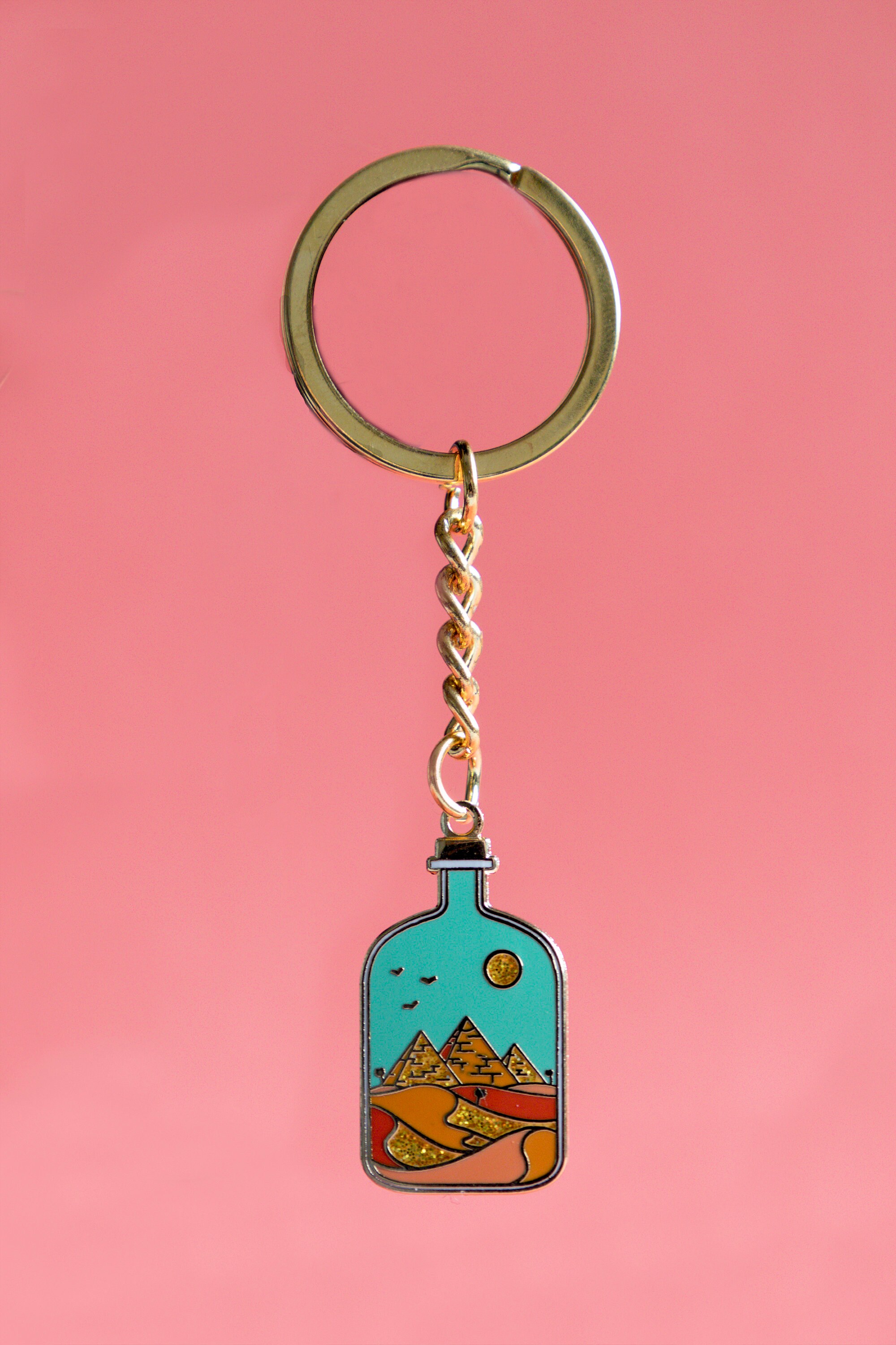 Pyramid in a Bottle Keyring — Juniper Fox Designs