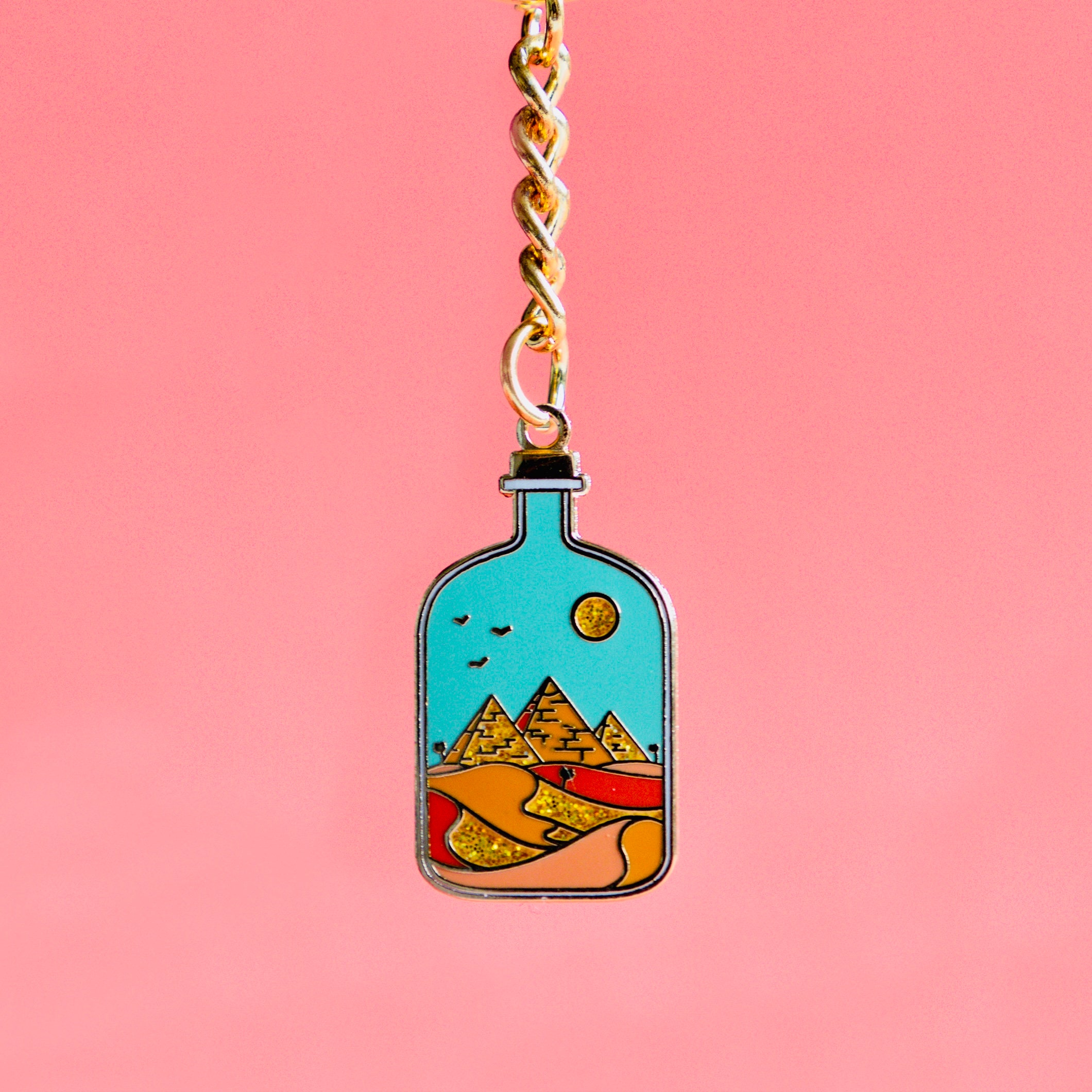 Pyramid in a Bottle Keyring — Juniper Fox Designs