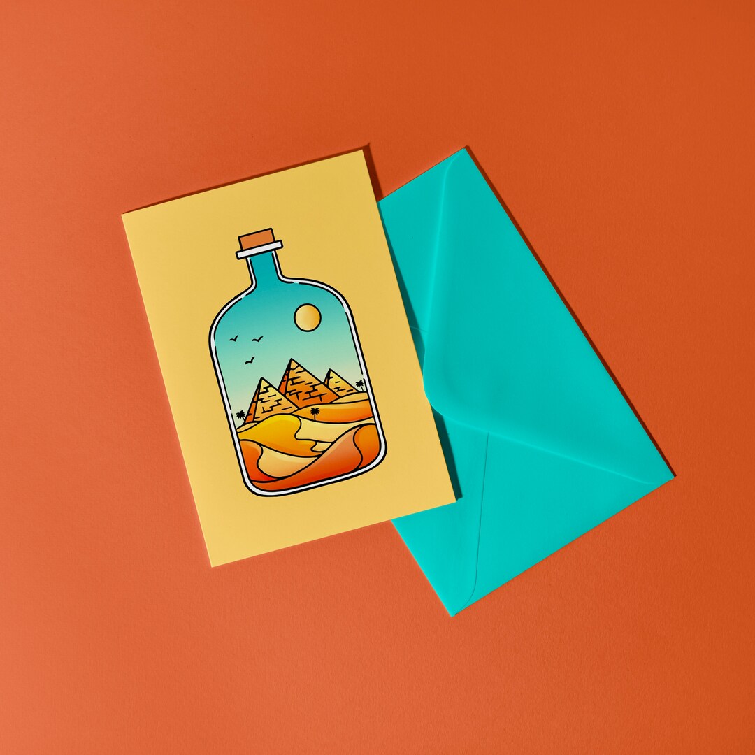 Pyramid Greeting Card - Simplistic Modern Illustration Recycled Print ...