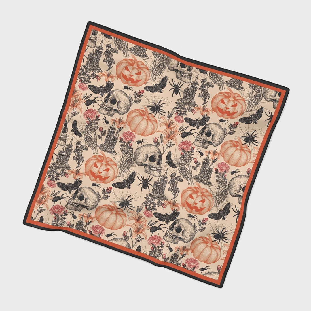 Halloween Everyday Sketches Chiffon Scarf | Bohemian Whimsigoth Cottagecore Witchy Goth Vintage ...