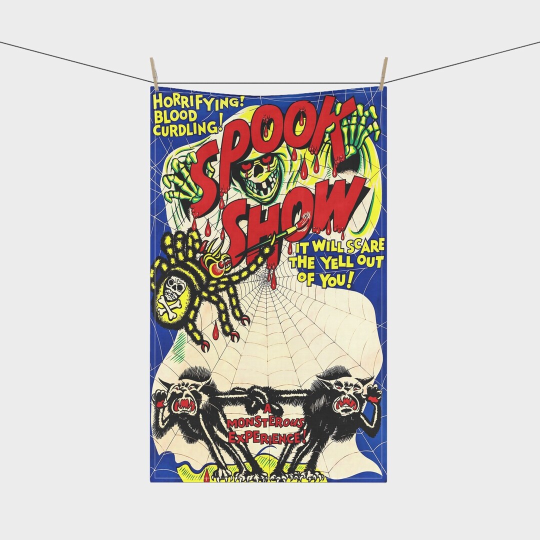 Live Horror Show Kitchen Towel Retro Vintage Halloween Goth Horror ...