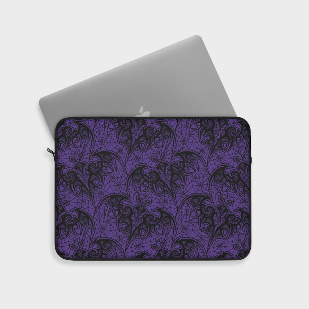 Purple Bats Spiderwebs Lace Laptop Sleeve | Gothic Vampire Witchy ...
