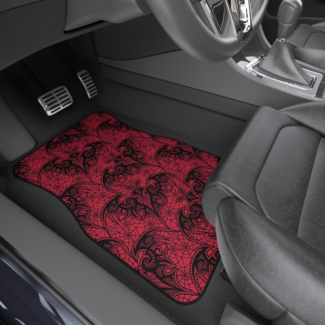 Red Bats and Spiderwebs Lace Print Car Mats | Alternative Goth Punk ...