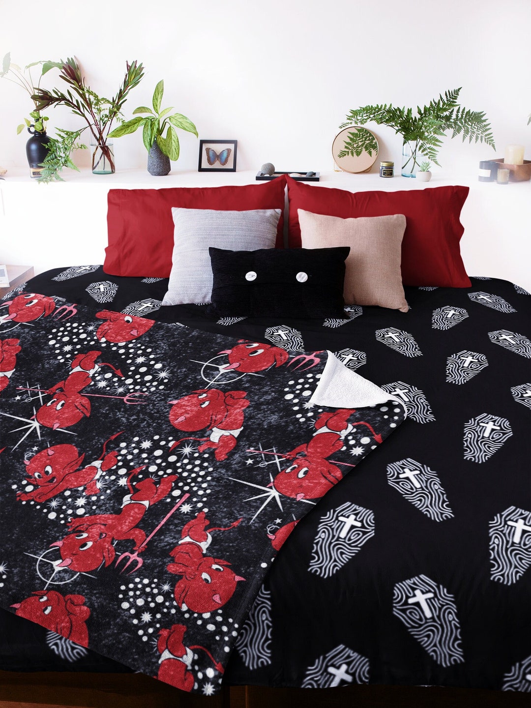 Hot Stuff Print Crushed Velvet Throw Blanket | Little Devil Cute Baby ...