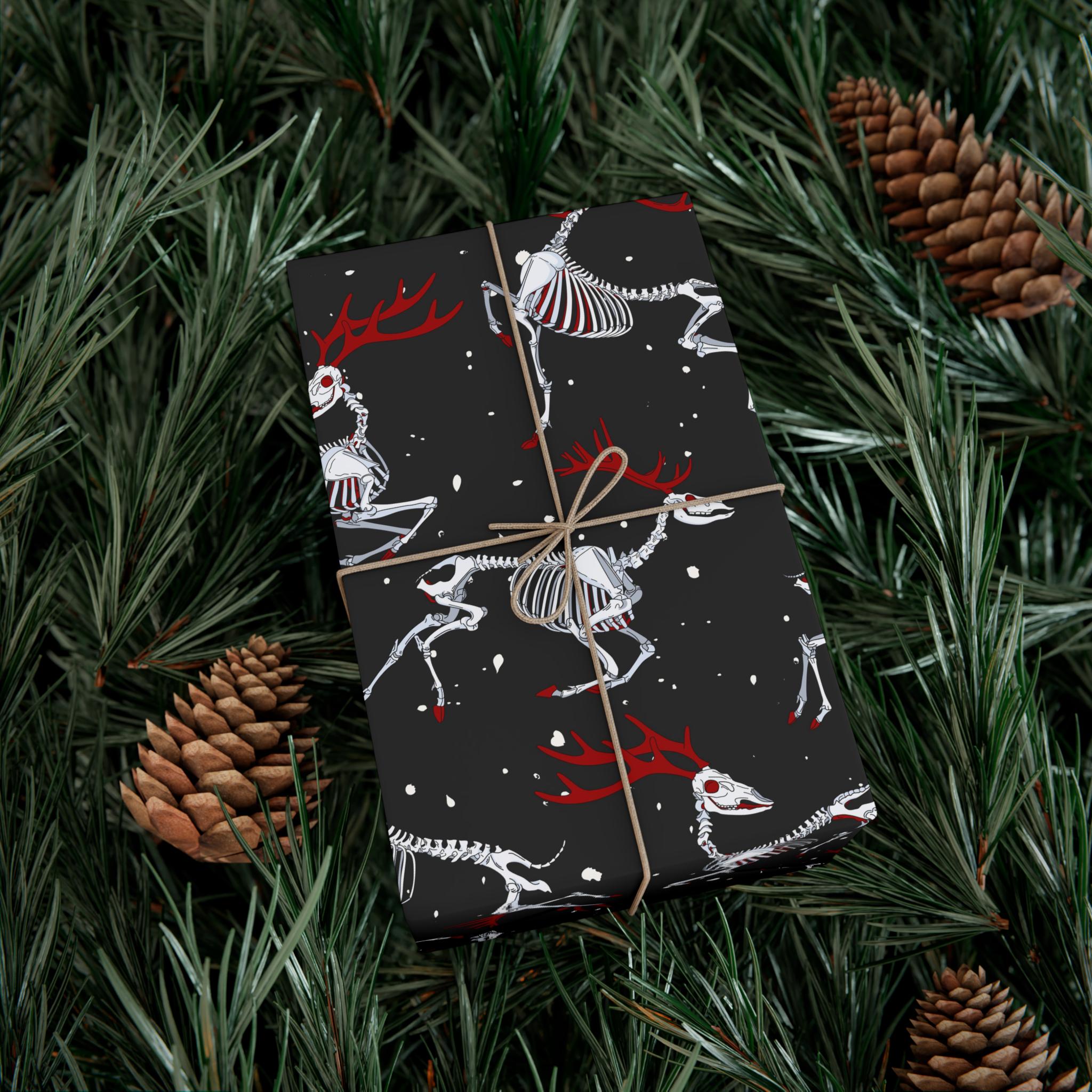 Deer Skeletons Wrapping Paper | Horror Goth Punk Whimsigoth Christmas ...