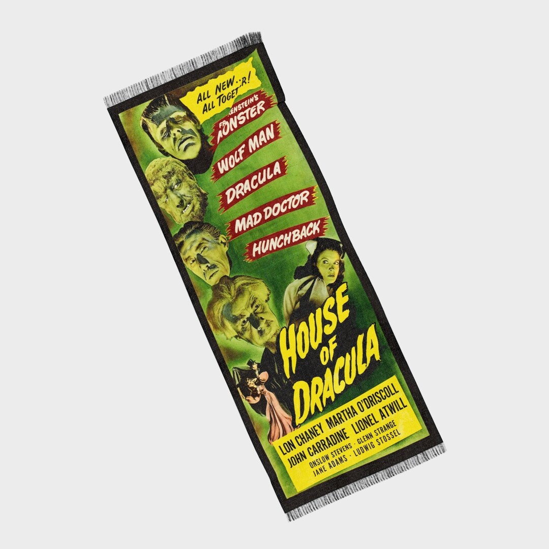 Retro Horror Light Scarf | Frankenstein Dracula Wolf Man Goth Punk ...
