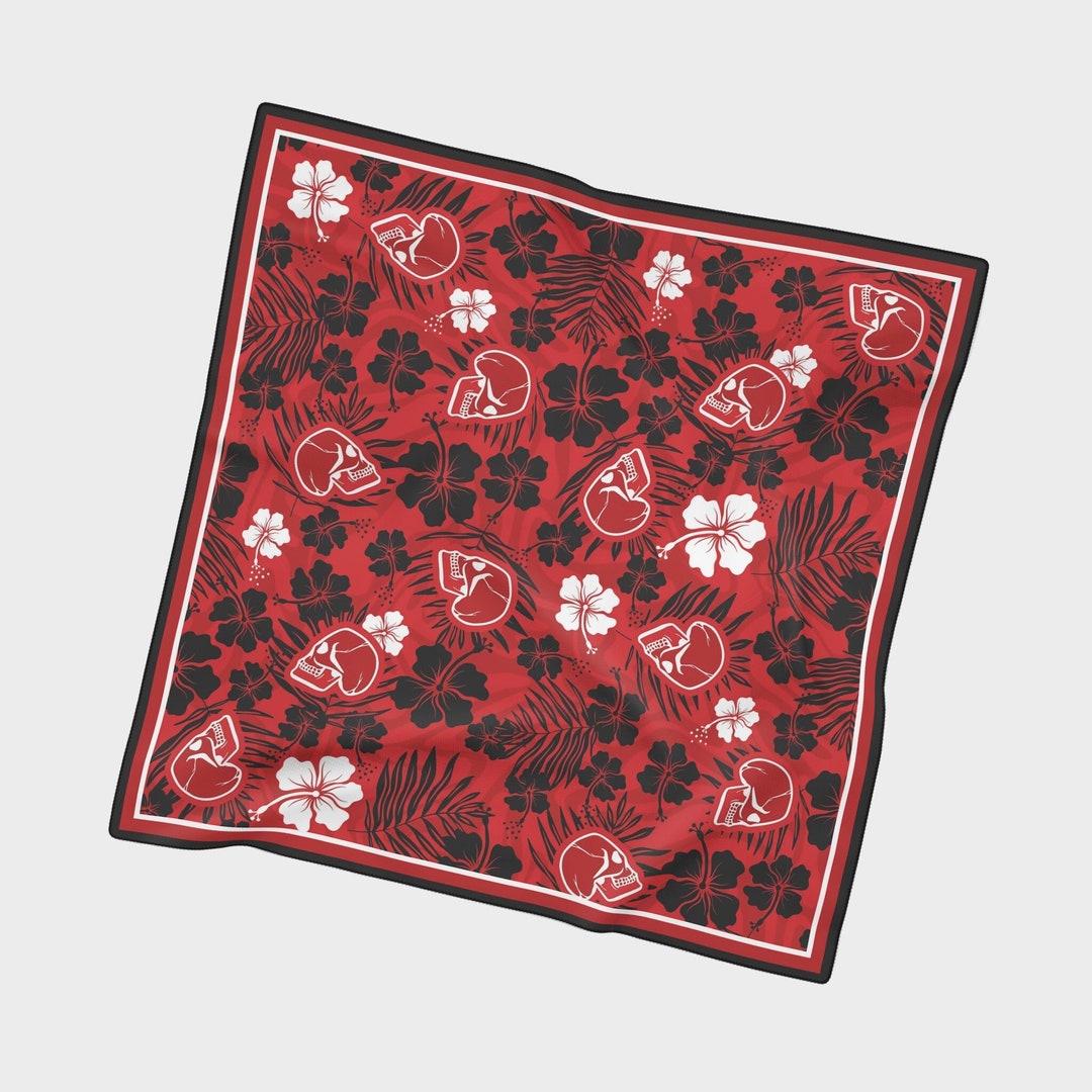 Red Skull Beach Goth Coconut Girl Chiffon Scarf | Tropical Hibiscus Y2K ...