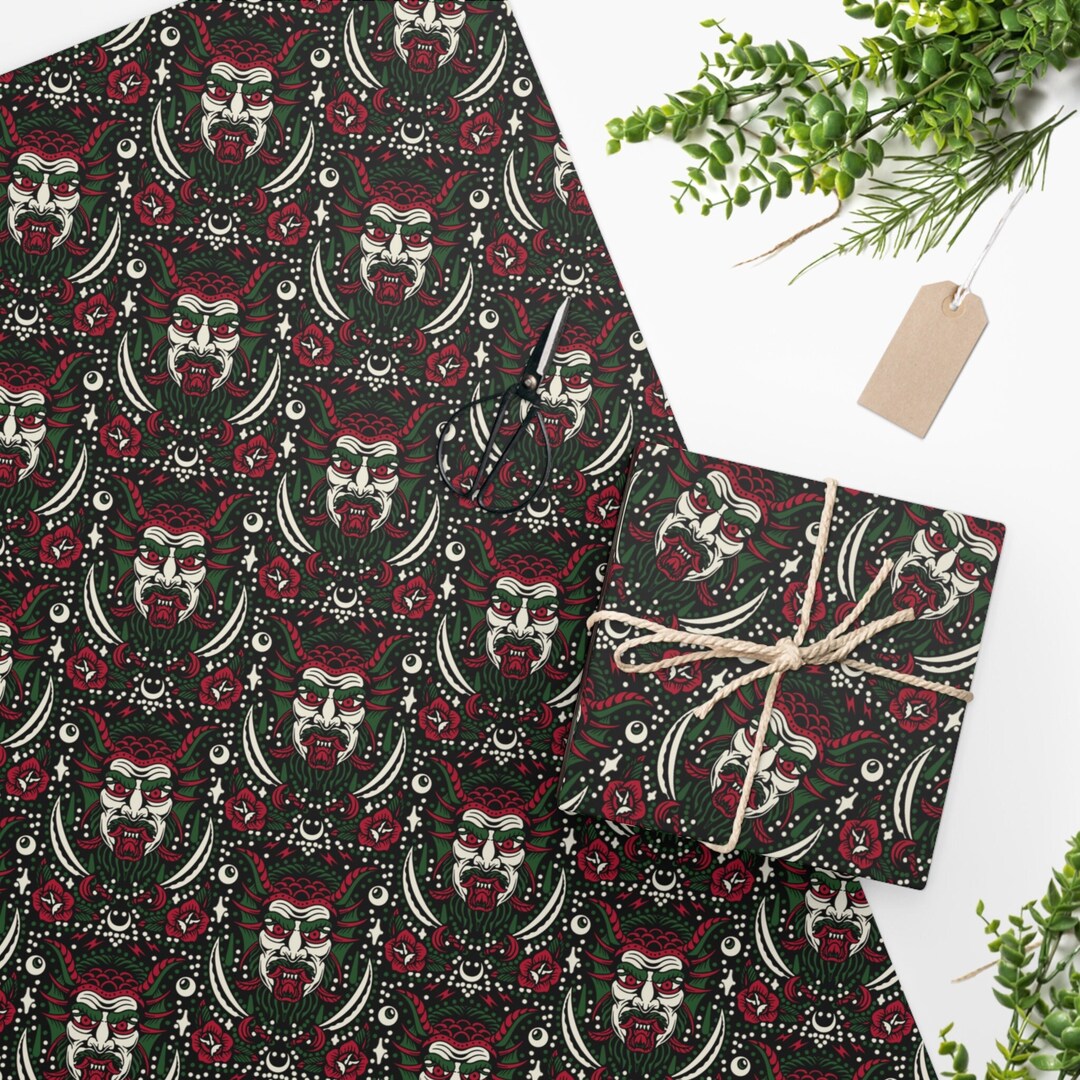 Krampus Wrapping Paper Horror Goth Punk Alternative Christmas Demon ...