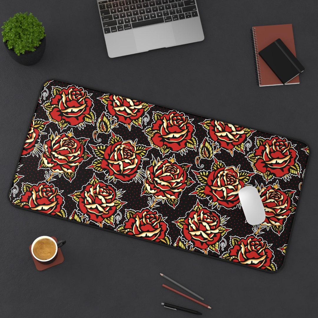 Rose Tattoo Desk Mat Traditional Old School Sailor Ink Unique ...