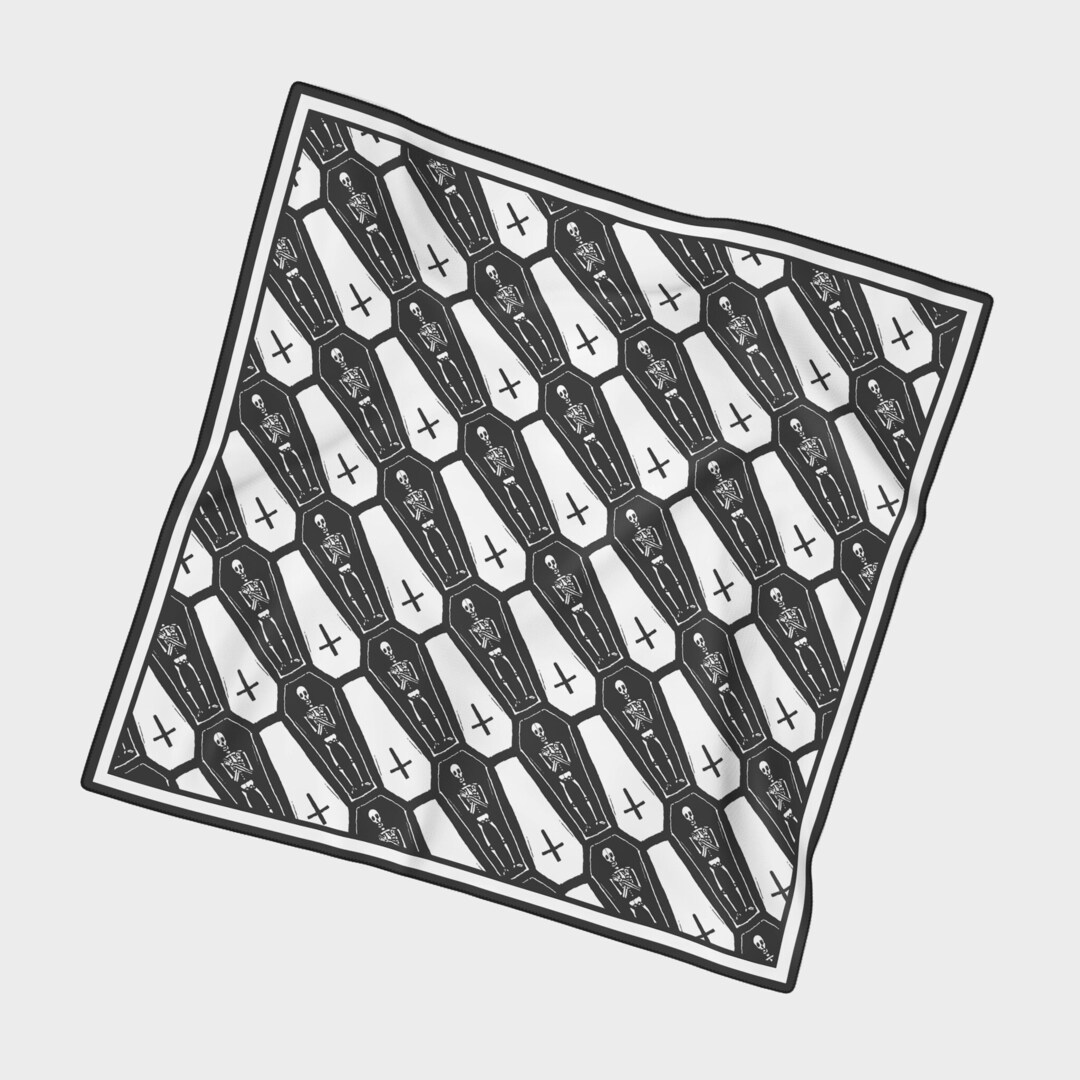 Coffin Print Chiffon Scarf | Gothic Horror Punk Halloween Psychobilly ...