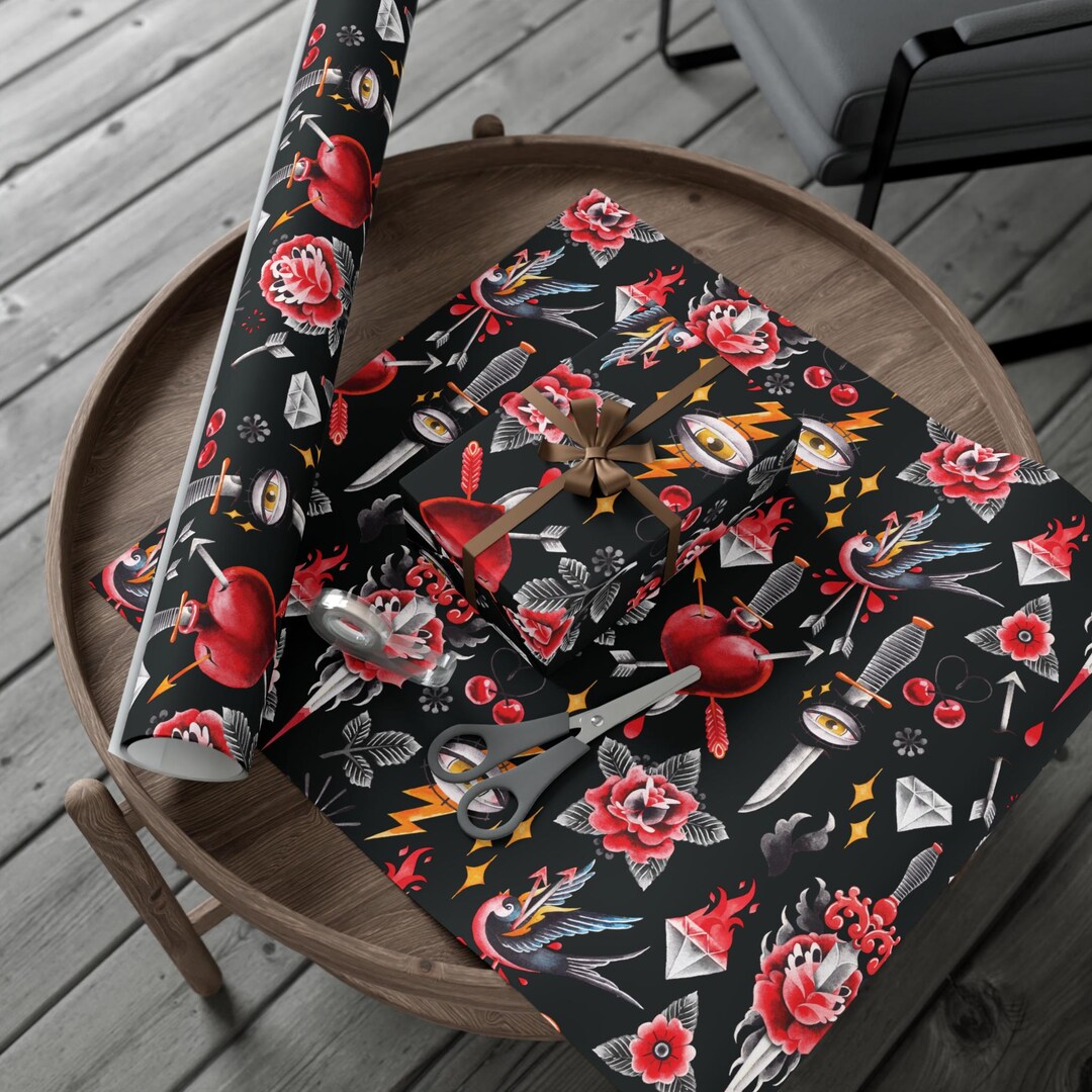 Hand Drawn Traditional Tattoo Wrapping Paper | Vintage American Sailor ...