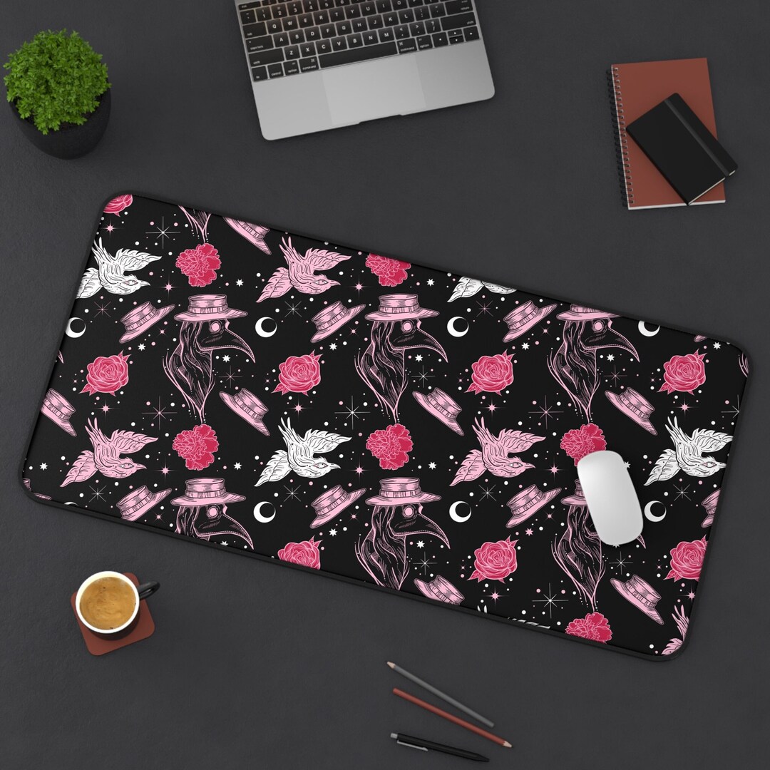 Pink Plague Doctor Desk Mat | Gothic Horror Punk Floral Pastel ...