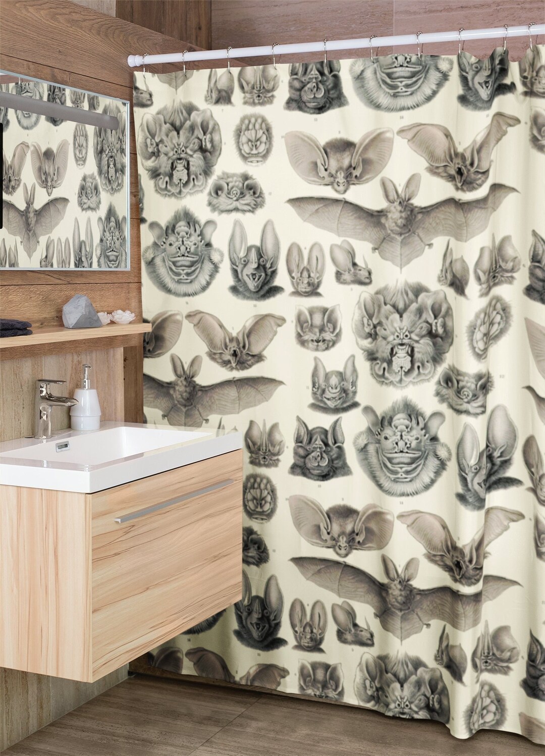 Bat Study Shower Curtains Dark Academia Whimsigoth Bohemian Gothic Horror Vintage Halloween ...