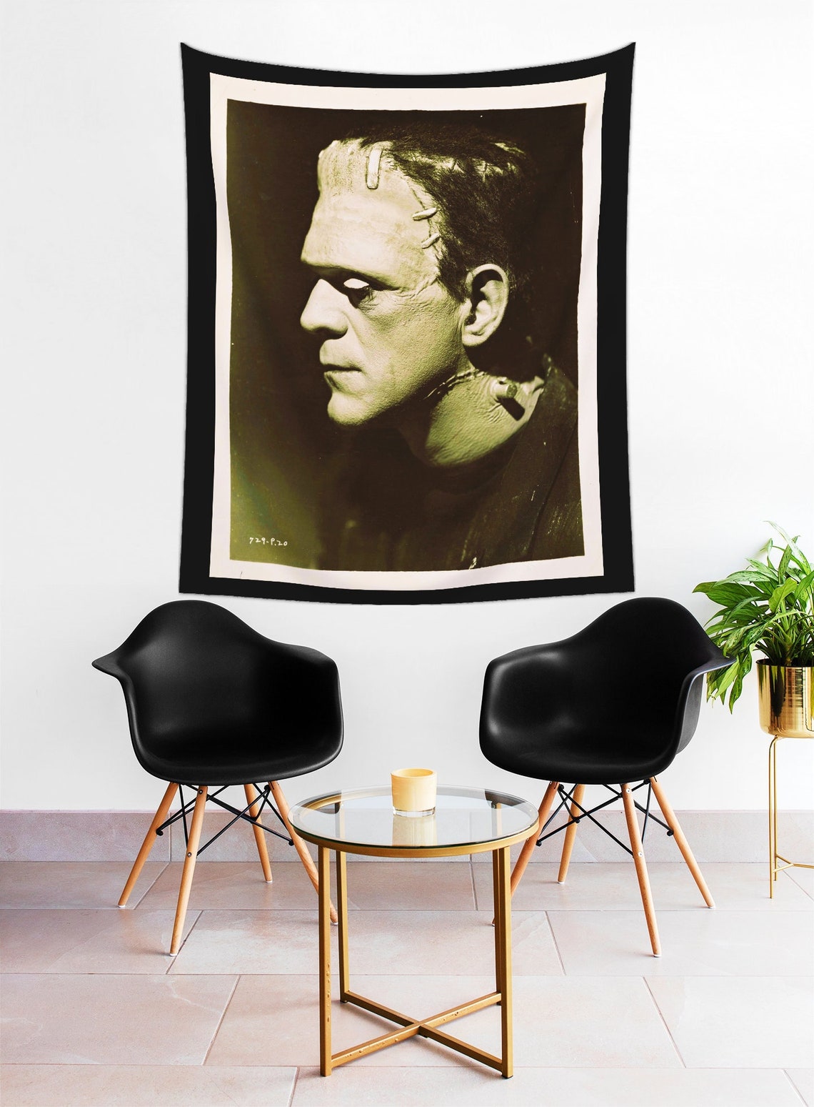 Frankenstein Vintage Side Profile Portrait Wall Tapestry - Etsy