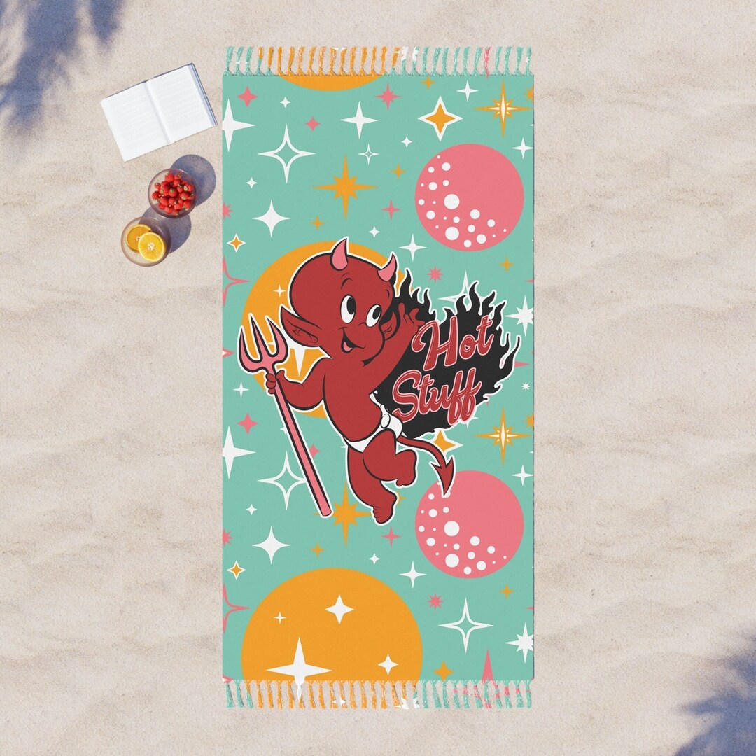 Hot Stuff MCM Beach Cloth | Little Devil Retro Cartoons Pool Swim Picnic Blanket Camping ...