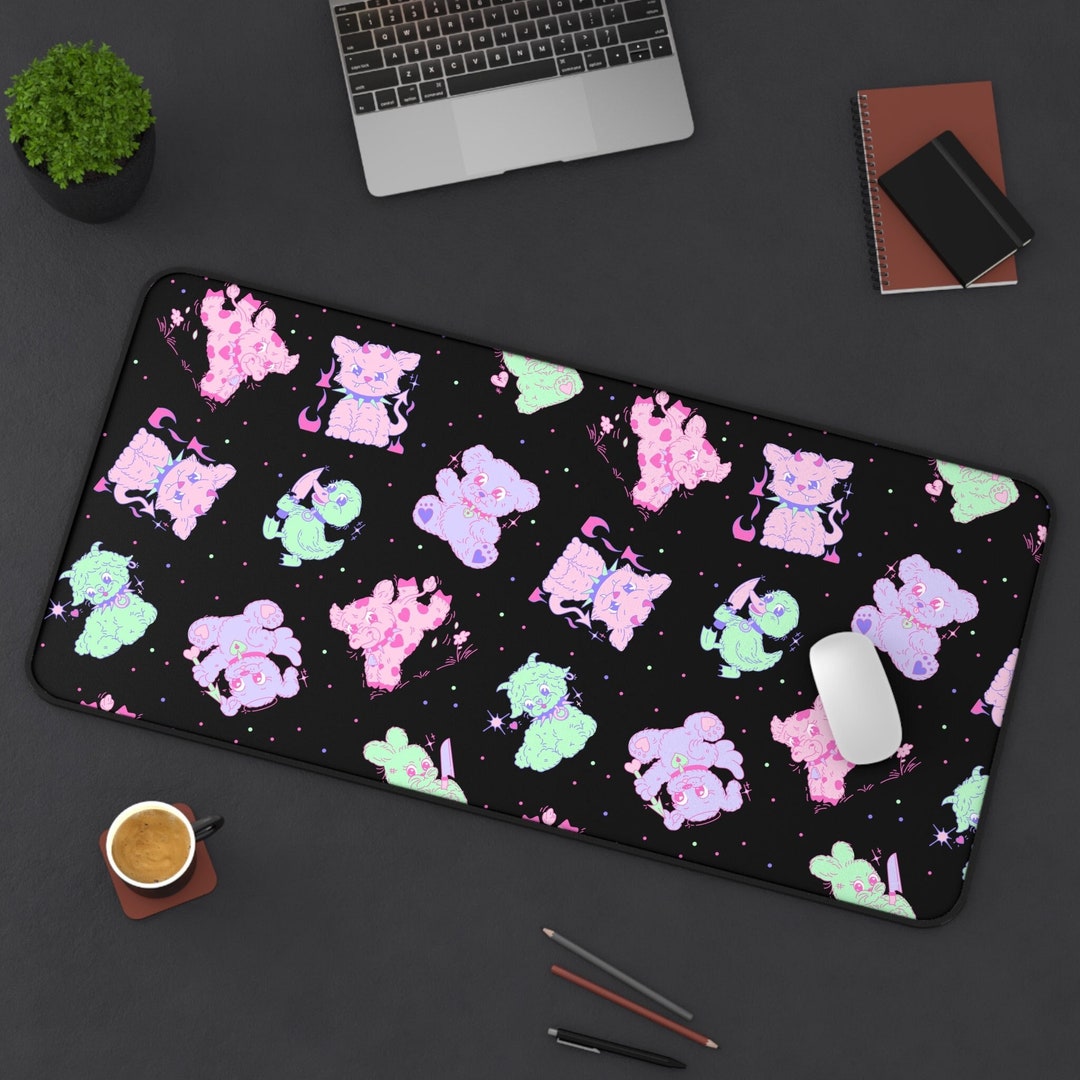 Adorable, Violent, & Vulgar Desk Mat | Pastel Kawaii Goth Emo Cute Pink ...