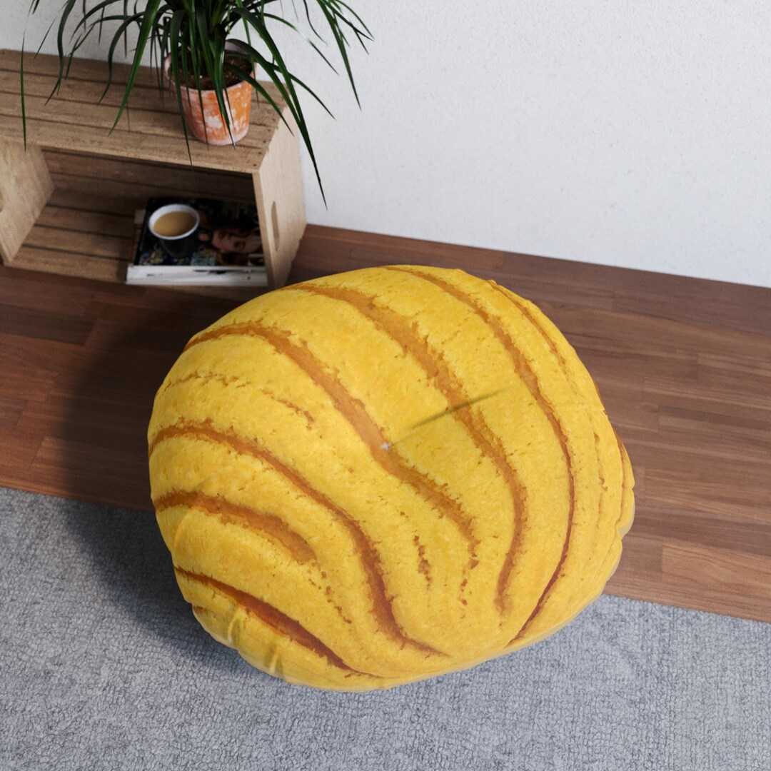 Yellow Concha Round Tufted Floor Cushion Pillow Unique Aesthetic Sweet ...