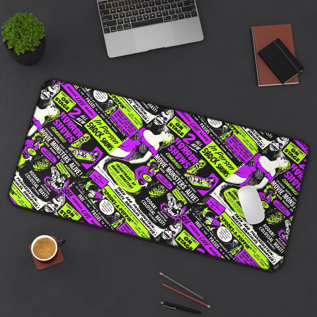 Live Spook Show Desk Mat Retro Horror Monsters Frankenstein Goth Punk ...