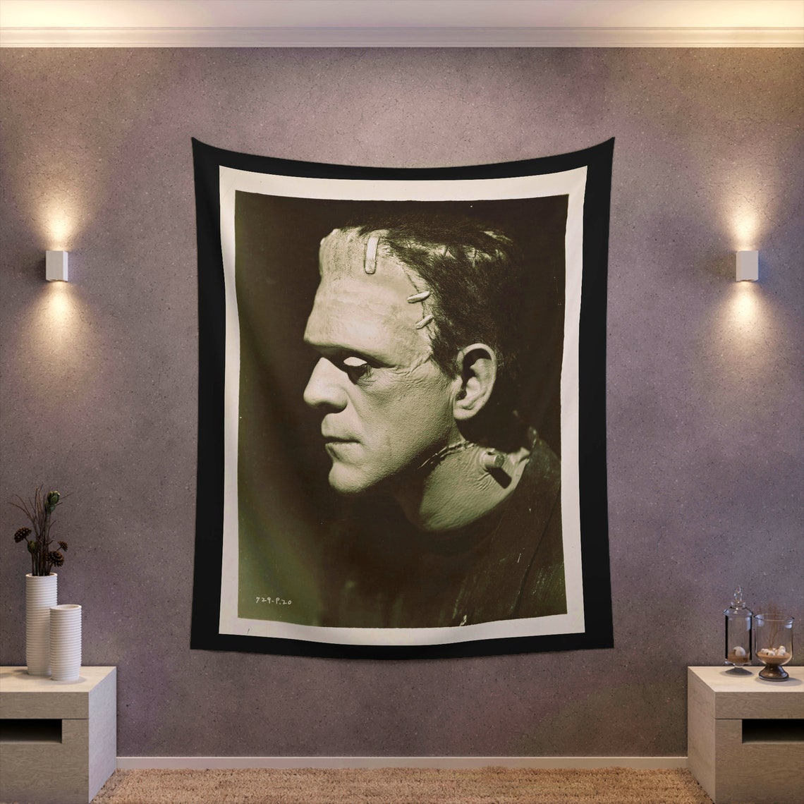 Frankenstein Vintage Side Profile Portrait Wall Tapestry - Etsy