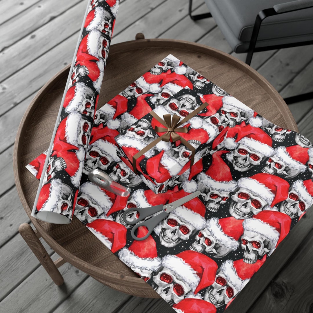 Santa Skulls Wrapping Paper | Horror Goth Punk Witchy Whimsigoth ...