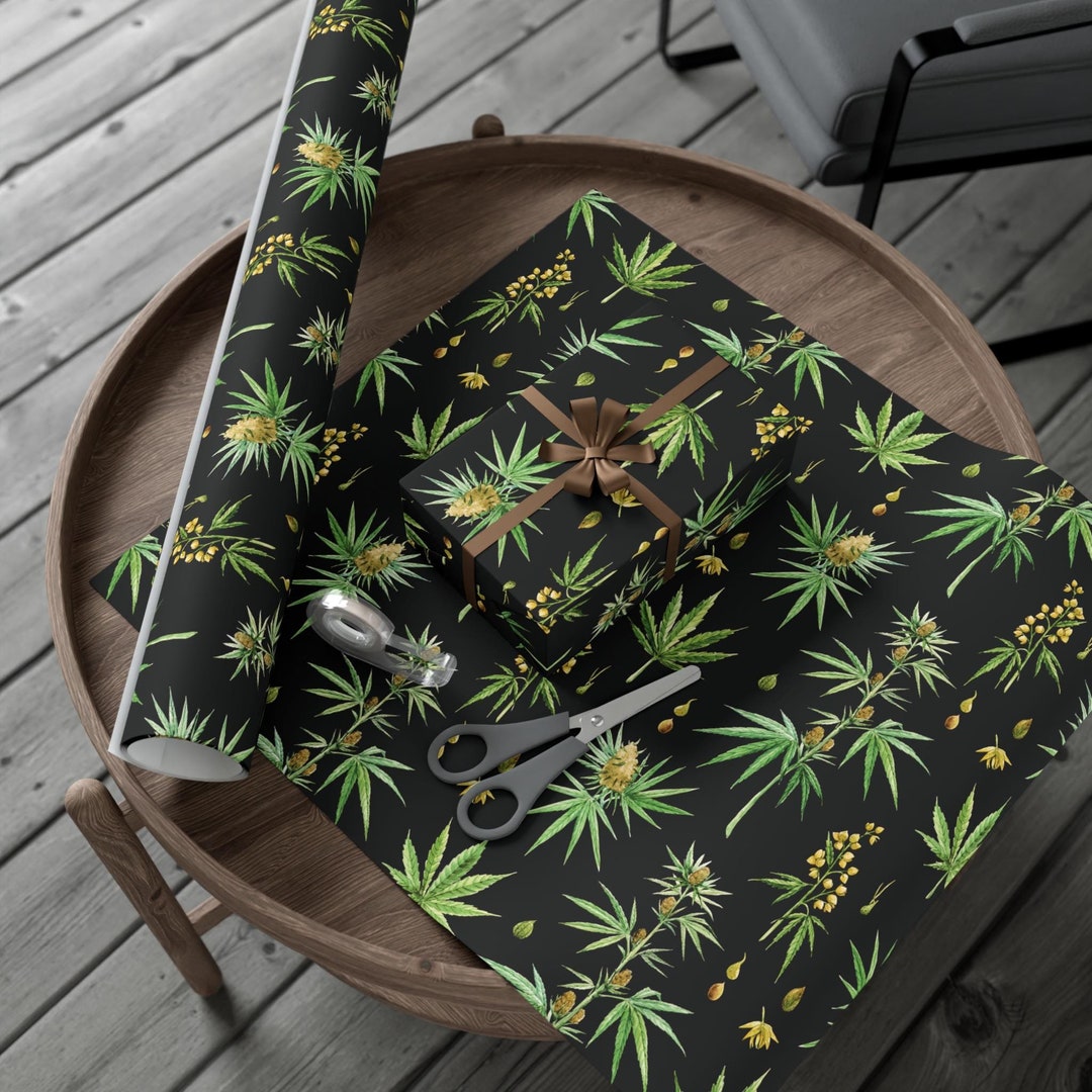 Cannabis Watercolor Wrapping Paper | Marijuana Weed Bud Reefer ...