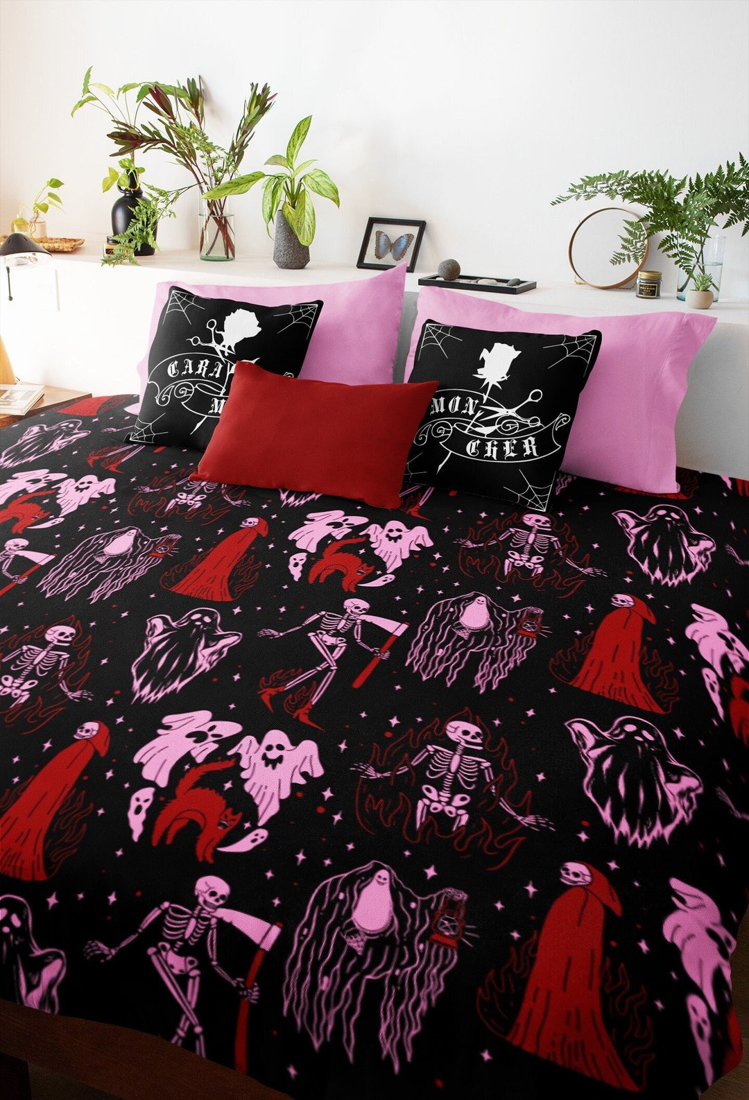 Reaper Print Duvet Cover & Pillow Shams Goth Punk Alternative ...