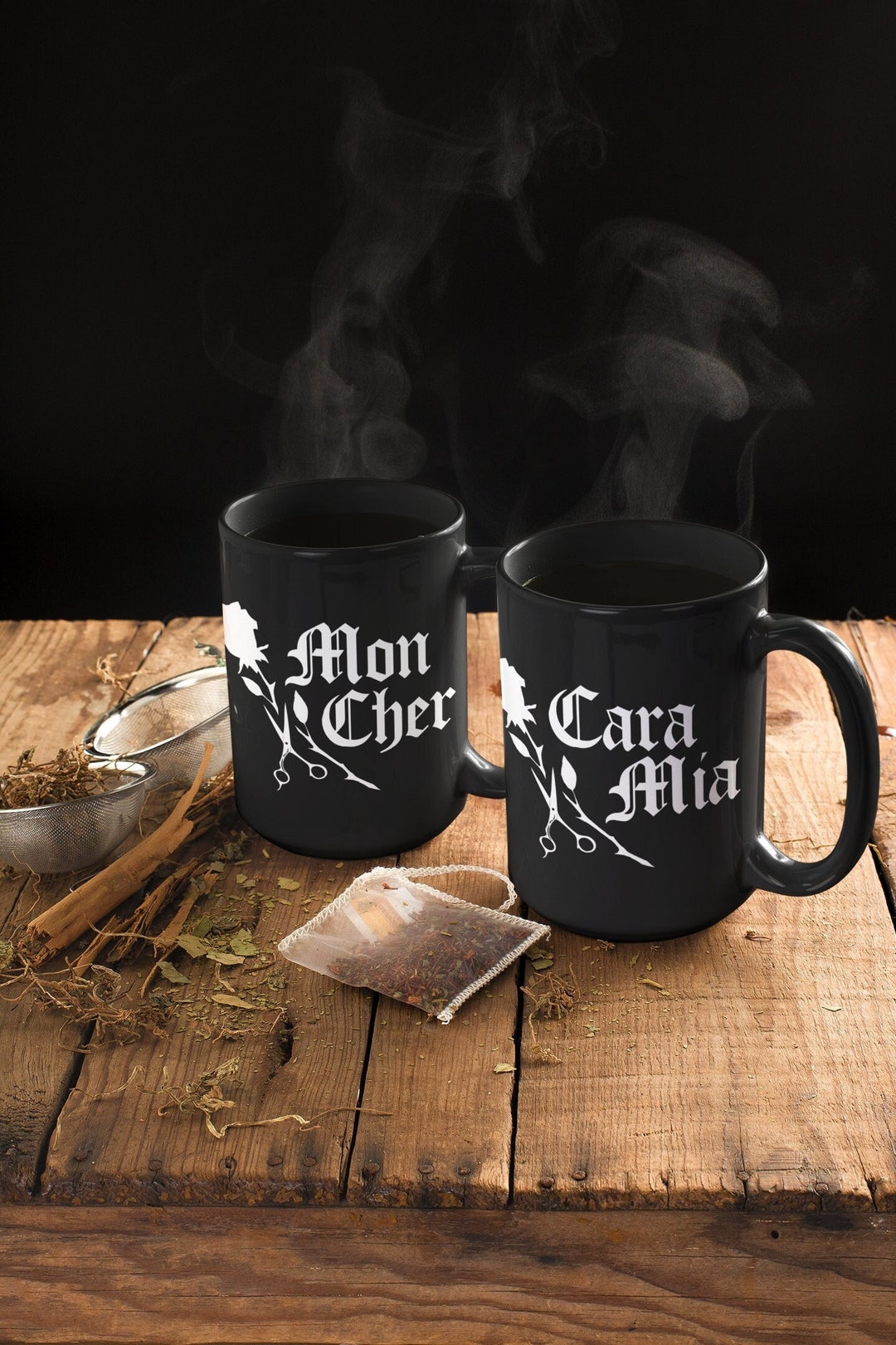 Cara Mia & Mon Cher Matching Couples Mugs, 11oz or 15oz | Morticia ...