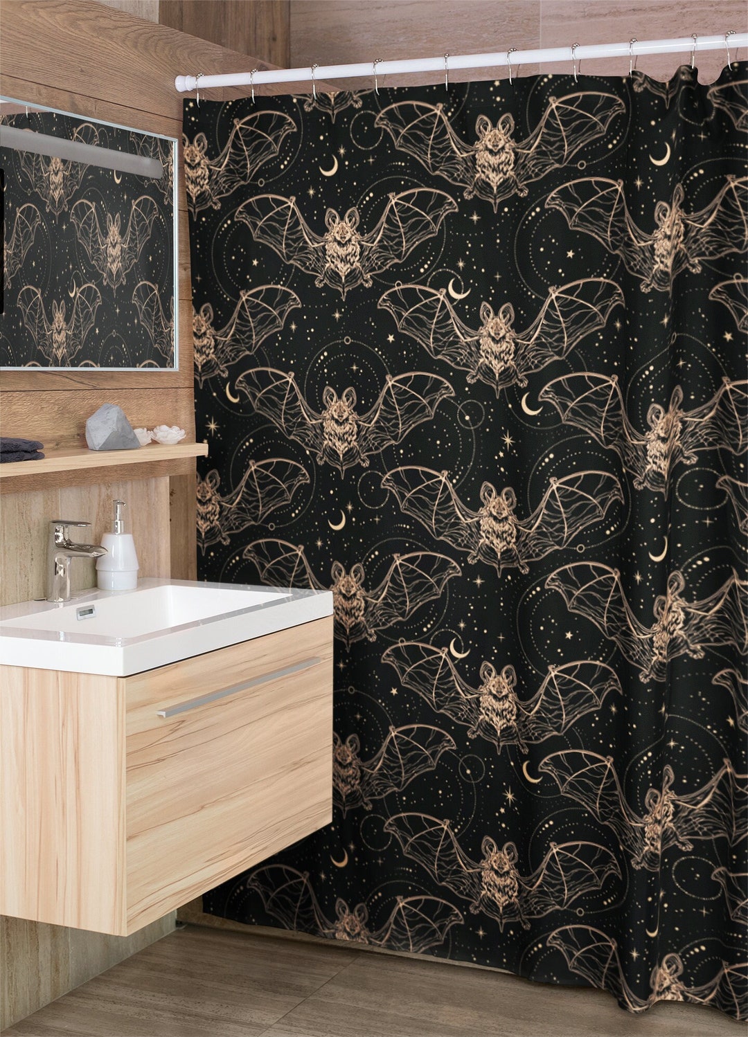 Celestial Bats Shower Curtain | Mystical Whimsigoth Bohemian Gothic ...
