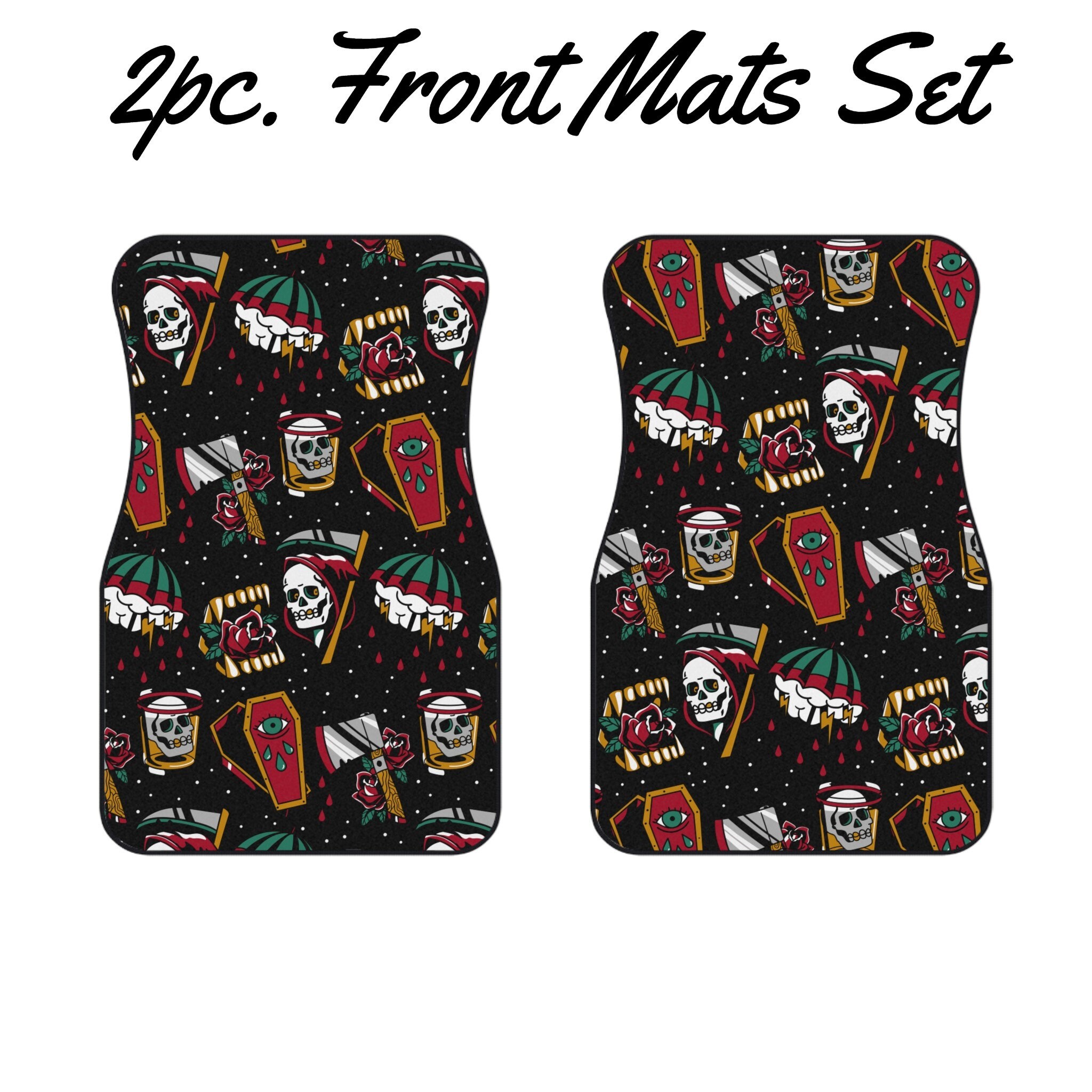 Red Reaper Print Car Mats | Alt Goth Punk Horror Demon Skull Designed ...