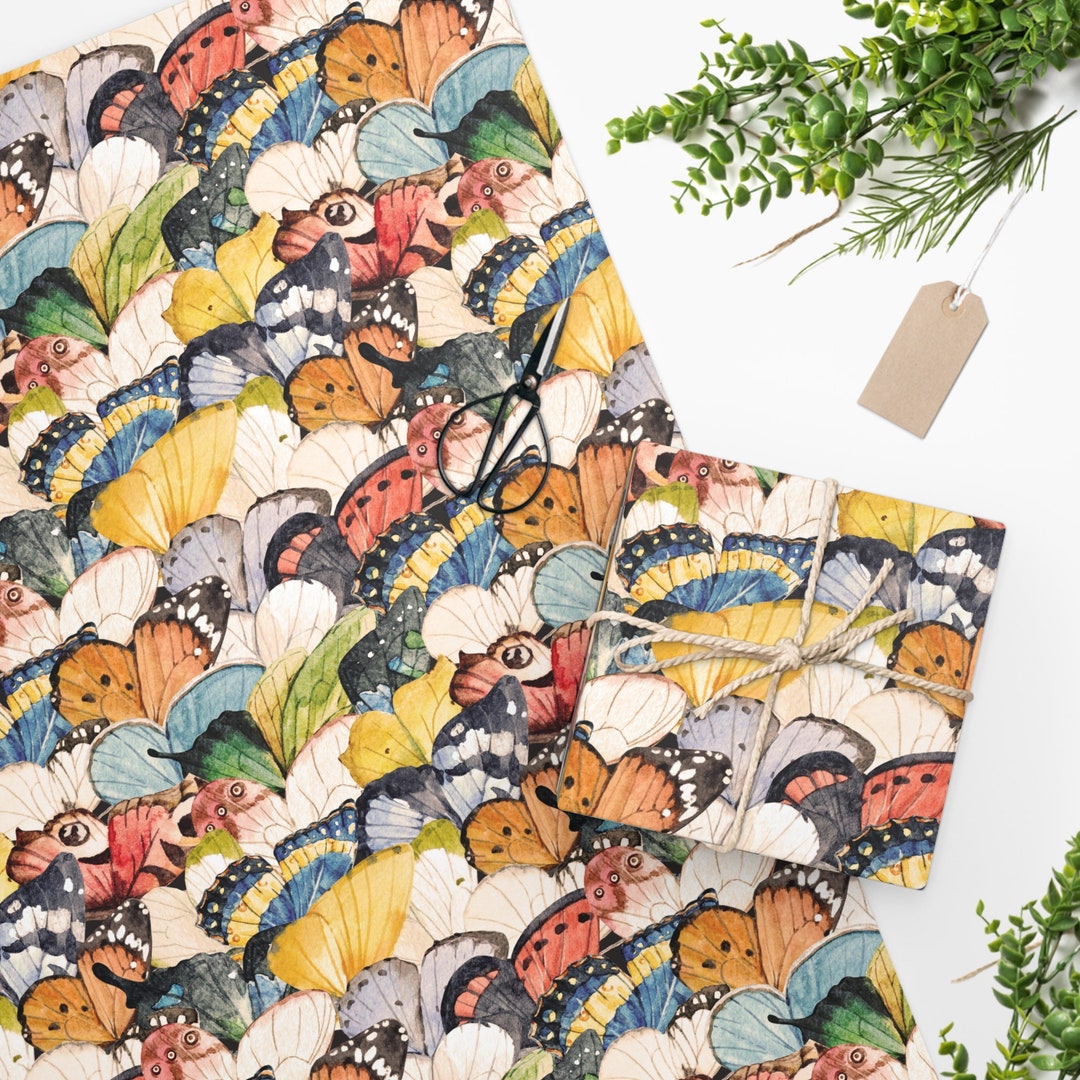 Butterfly Wings Wrapping Paper Green Academia Bohemian - Etsy
