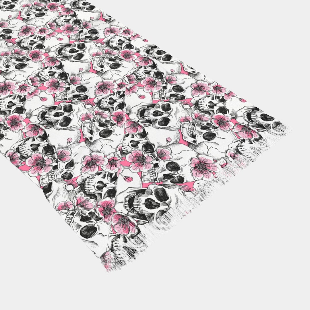 Cherry Blossom Skulls Light Scarf | Bohemian Whimsigoth Witchy Occult ...