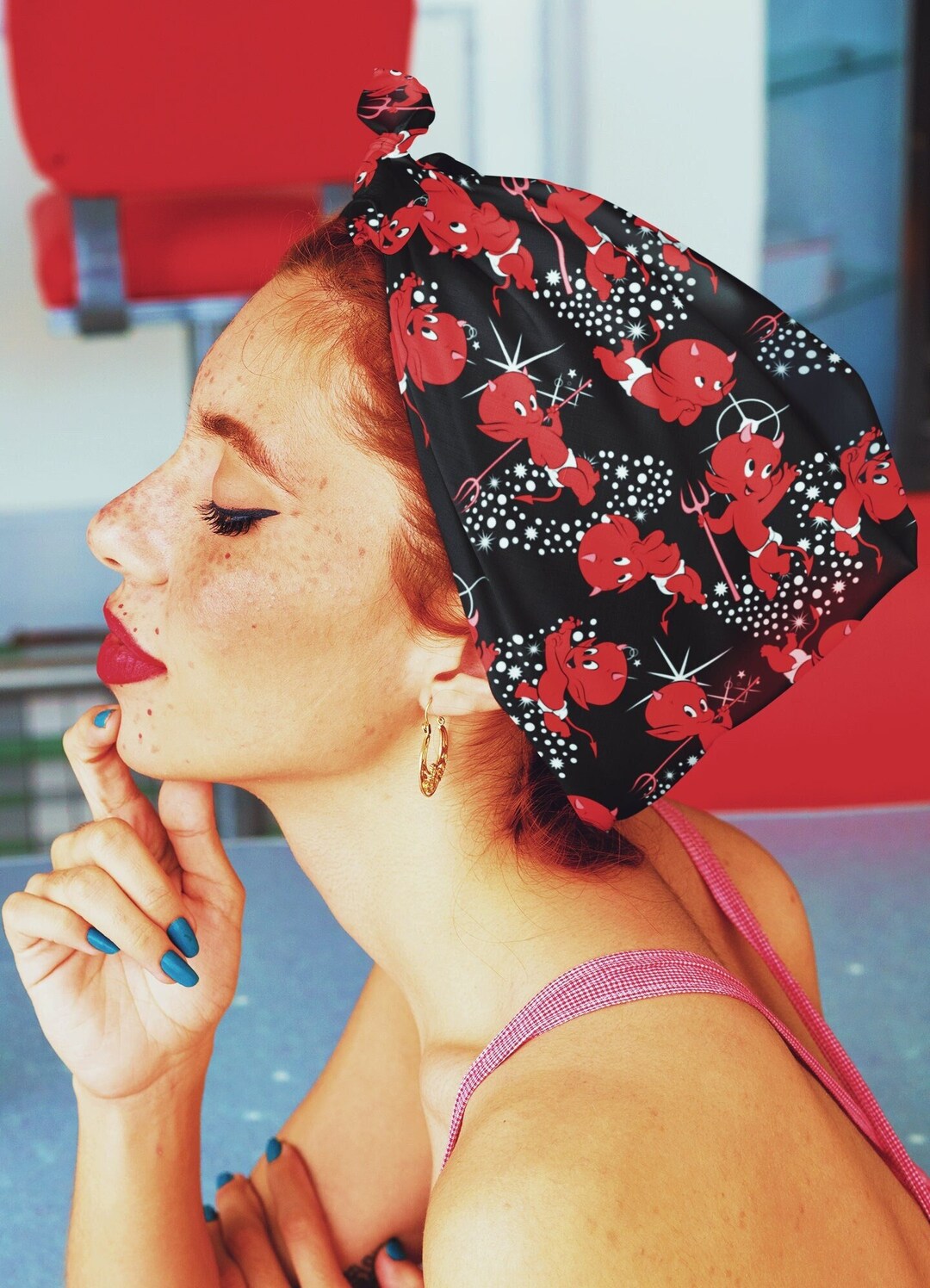 Hot Stuff Print Chiffon Scarf | Little Devil Psychobilly Rockabilly ...