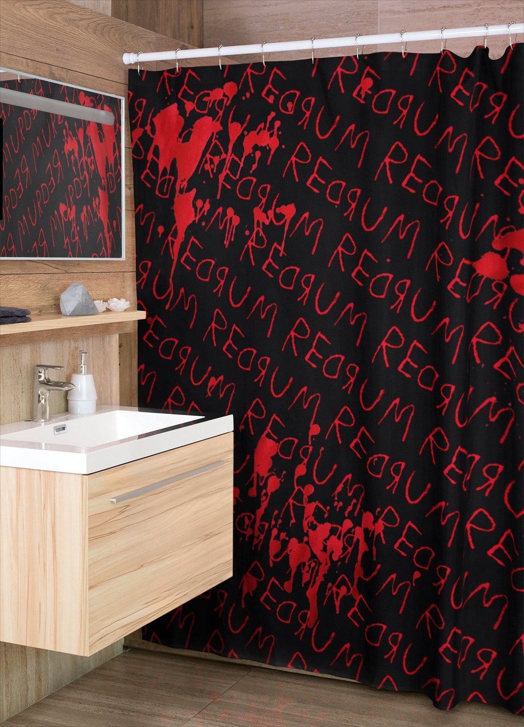 Redrum Bloody Print Shower Curtains | the Shining Overlook Hotel Jack ...
