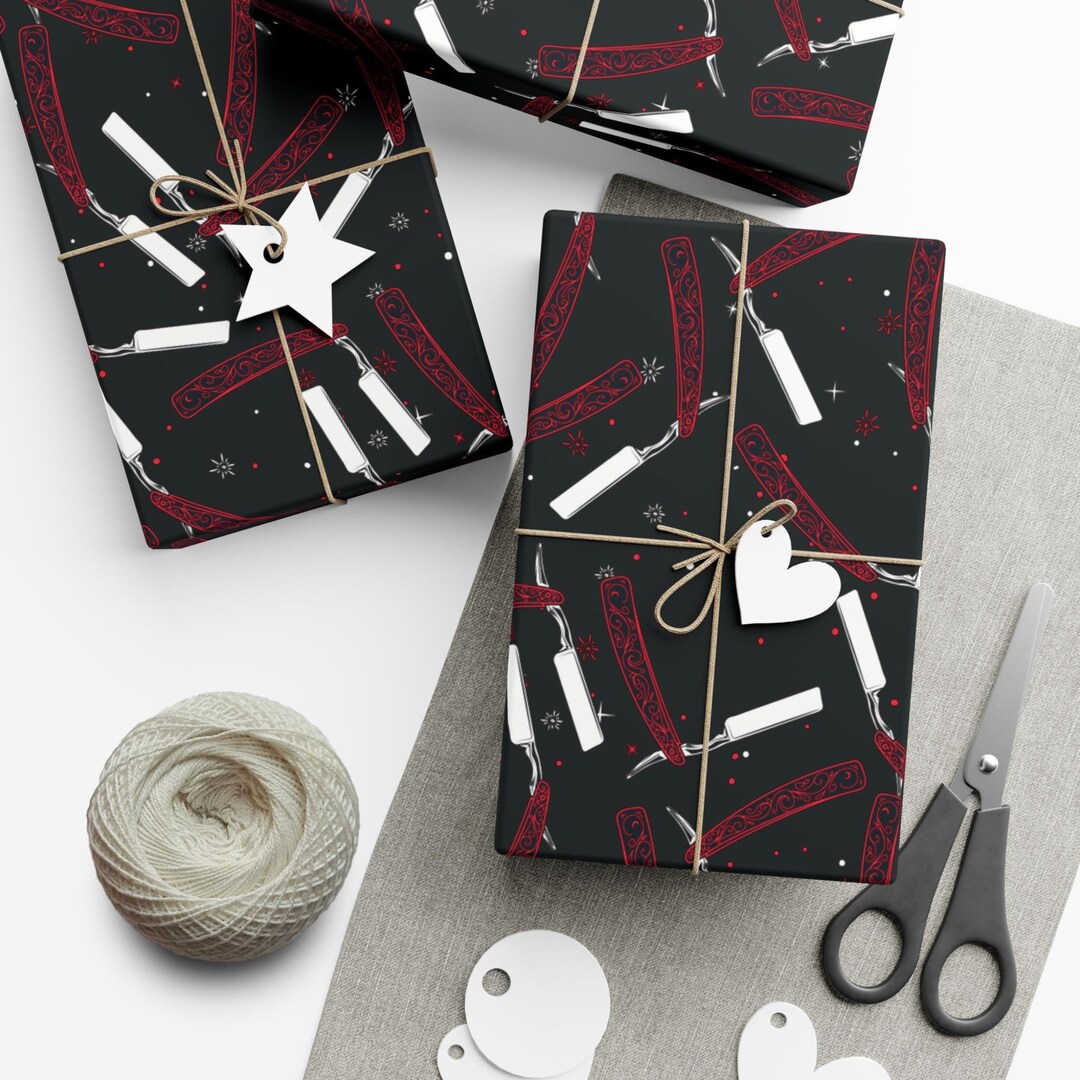 Straight Edge Razor Wrapping Paper | Vintage Retro Barber Shop ...