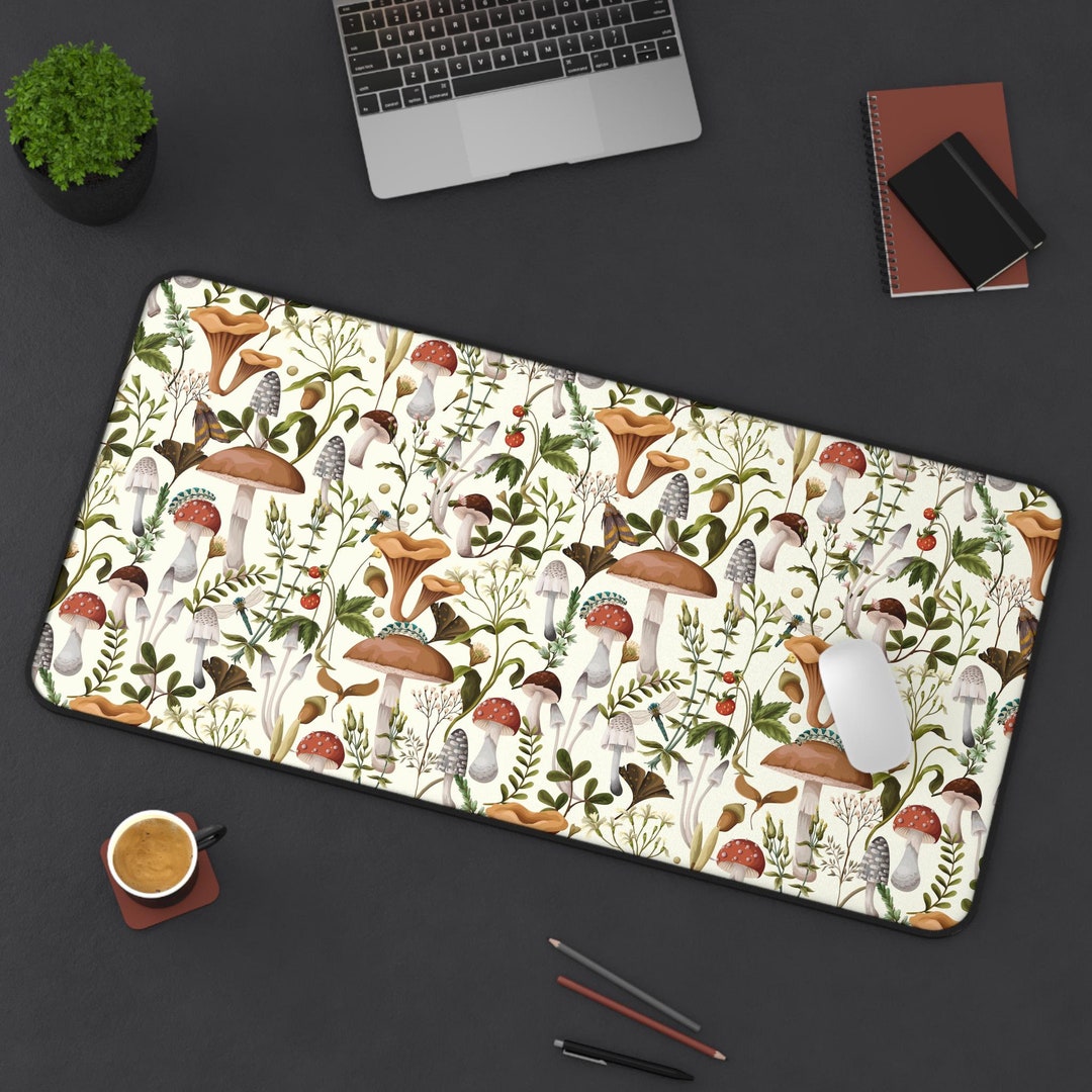 Cream Mushroom Desk Mat | Bohemian Whimsigoth Witchy Academia ...