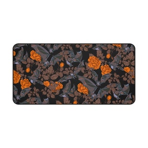 Floral Bats Desk Mat | Gothic Dark Coquette Witchy Whimsigoth Vampire ...