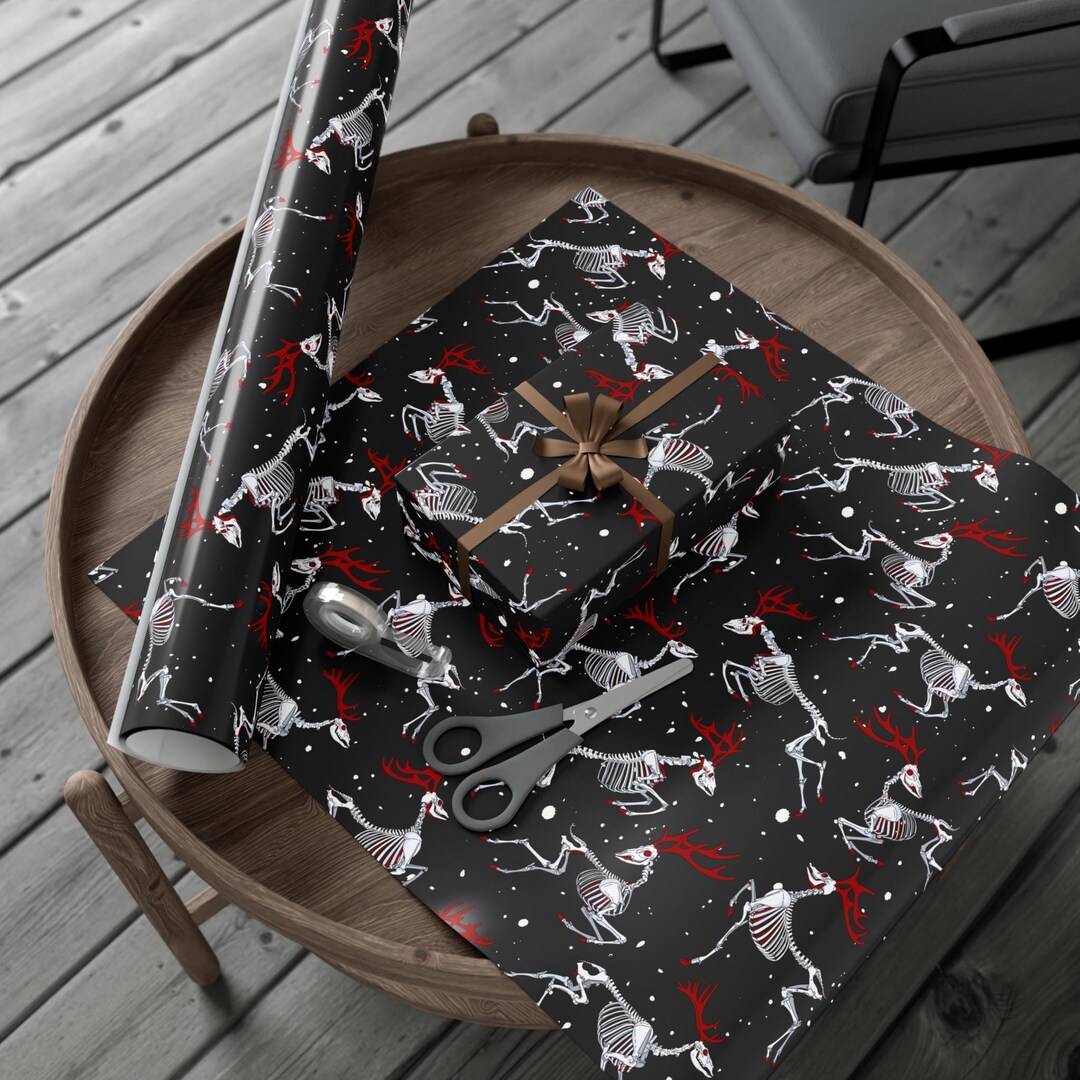 Deer Skeletons Wrapping Paper | Horror Goth Punk Whimsigoth Christmas ...
