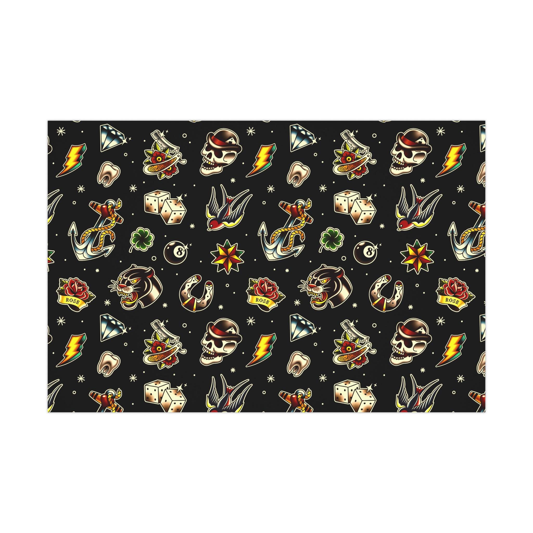 Sailor Tattoos Wrapping Paper | Traditional Vintage Retro Rockabilly ...
