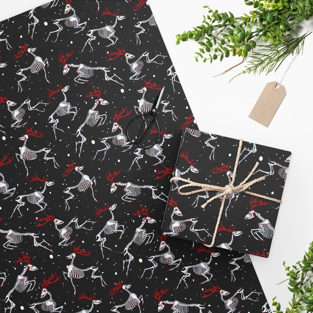 Deer Skeletons Wrapping Paper Horror Goth Punk Whimsigoth Christmas ...